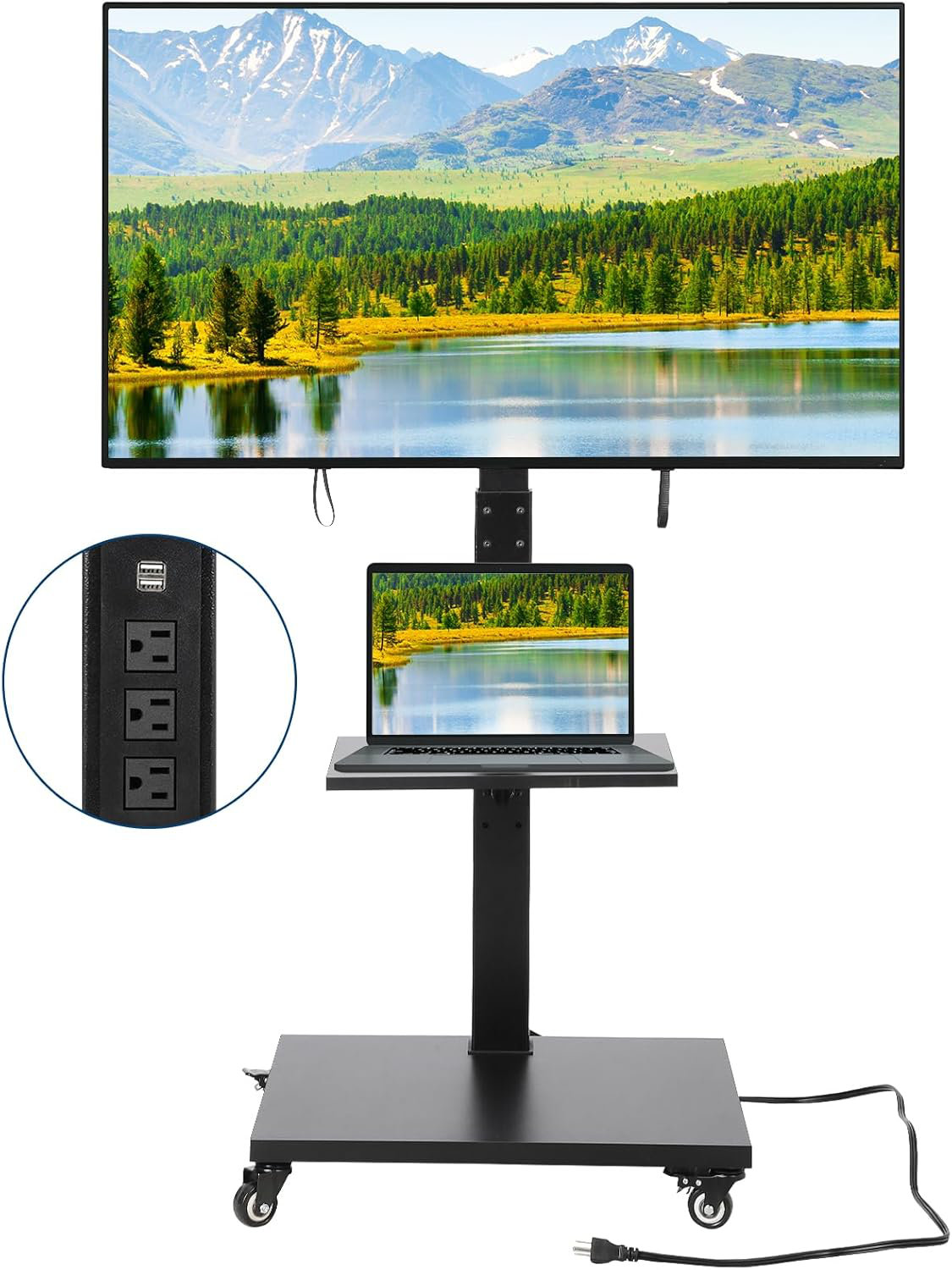 Espiron Optimum Mobile TV Stand With Power Outlet, Tilt & 360° Swivel ...