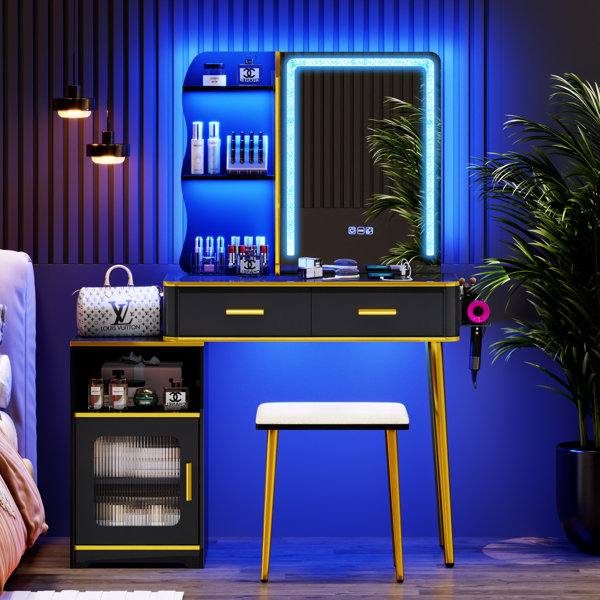 Mercer41 Ronalie Makeup Vanity with LED Light | Wayfair