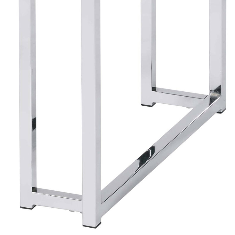 Ivy Bronx Natural Oak and Chrome End Table with Metal Sled Base | Wayfair