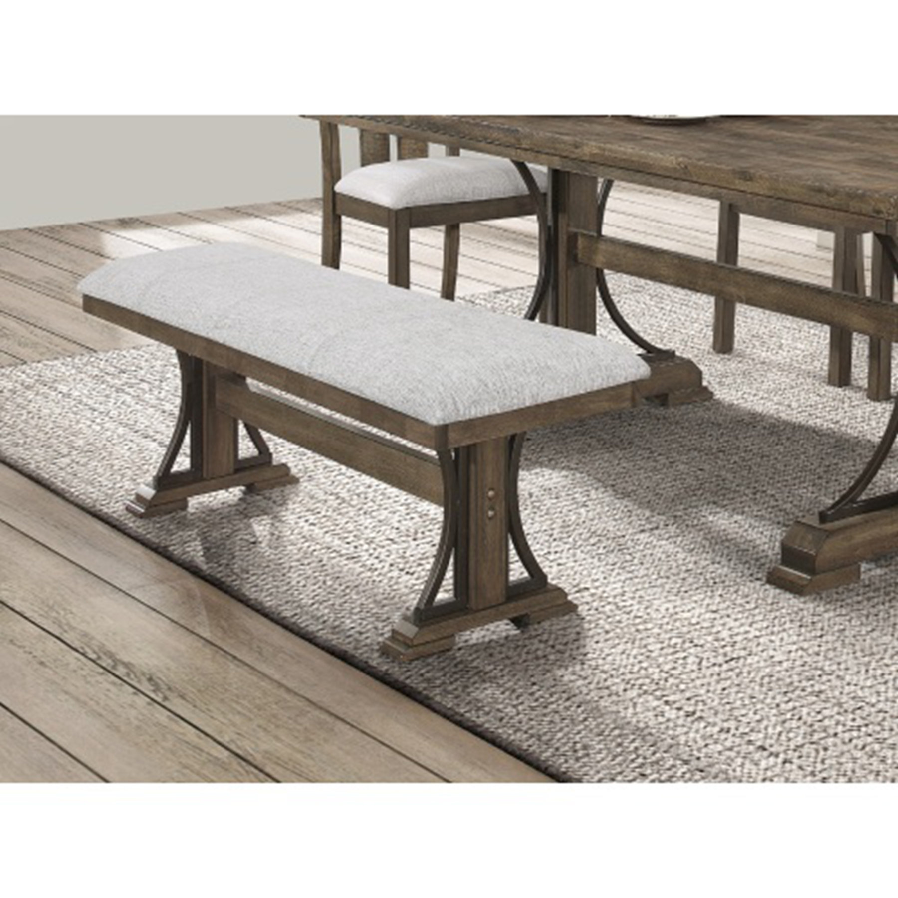 Lark Manor™ Transitional Bench with Upholstered Seat and Mixed Material ...