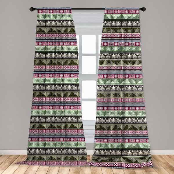 East Urban Home Greek Key Semi-Sheer Rod Pocket Curtain Panels | Wayfair