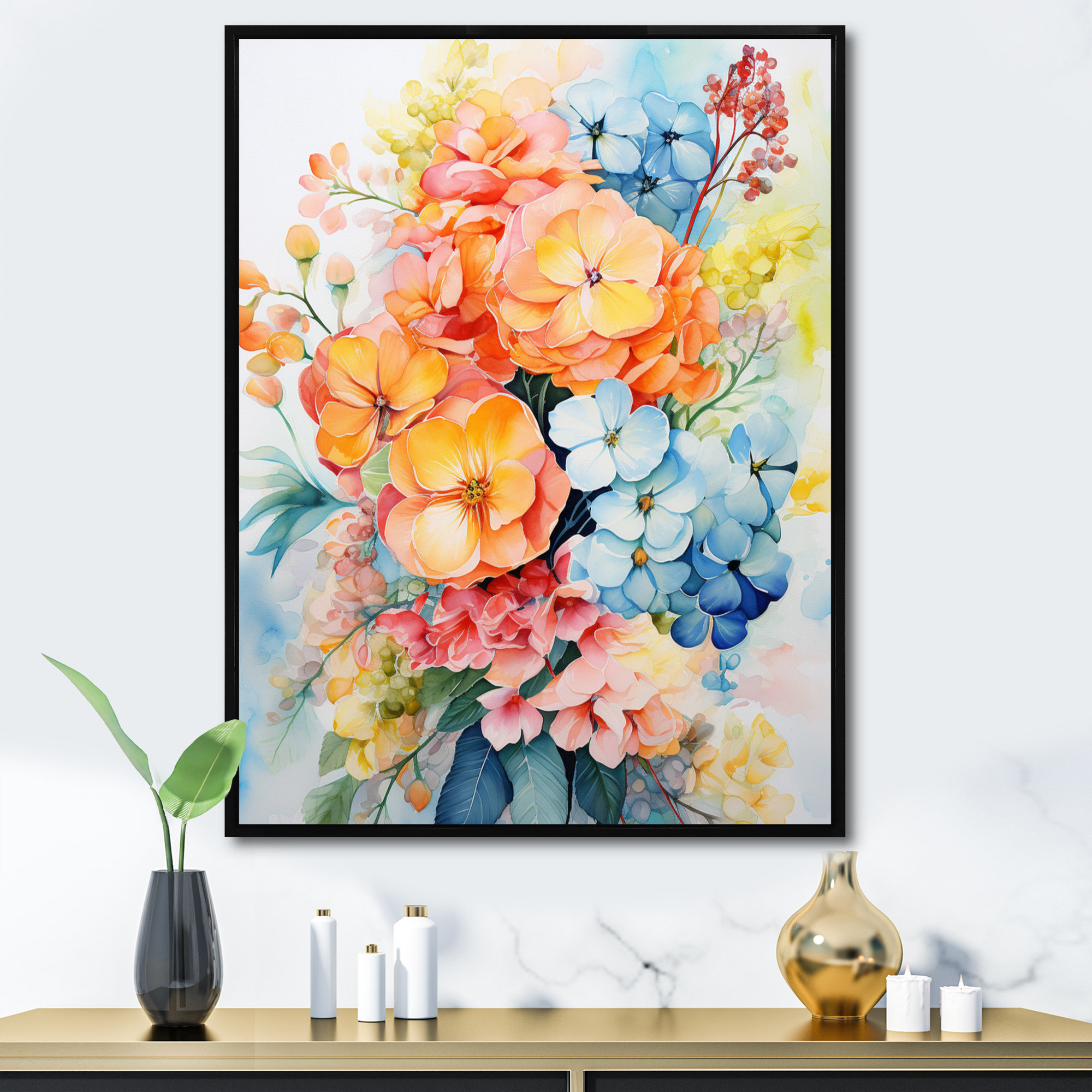 Winston Porter Lashaunte Orange Blue Abstract Still Lifes I ...