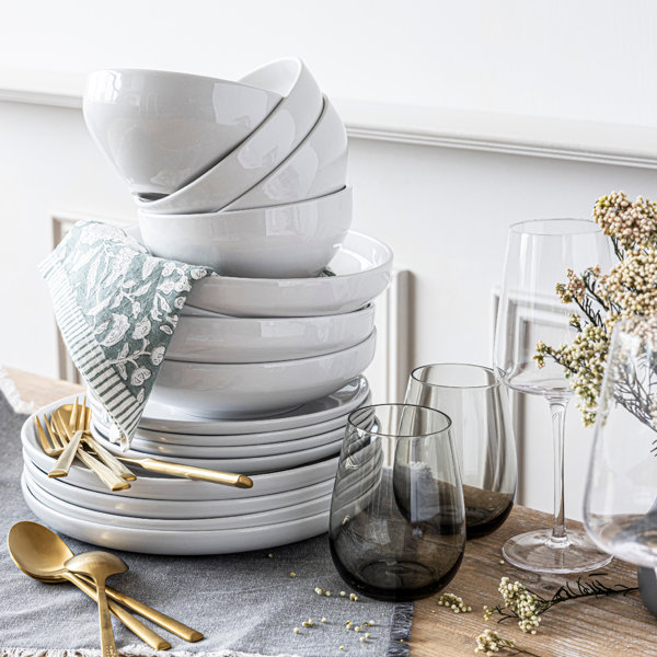 over&back Coupe 16-Piece Glossy White Hand-Finished Porcelain ...