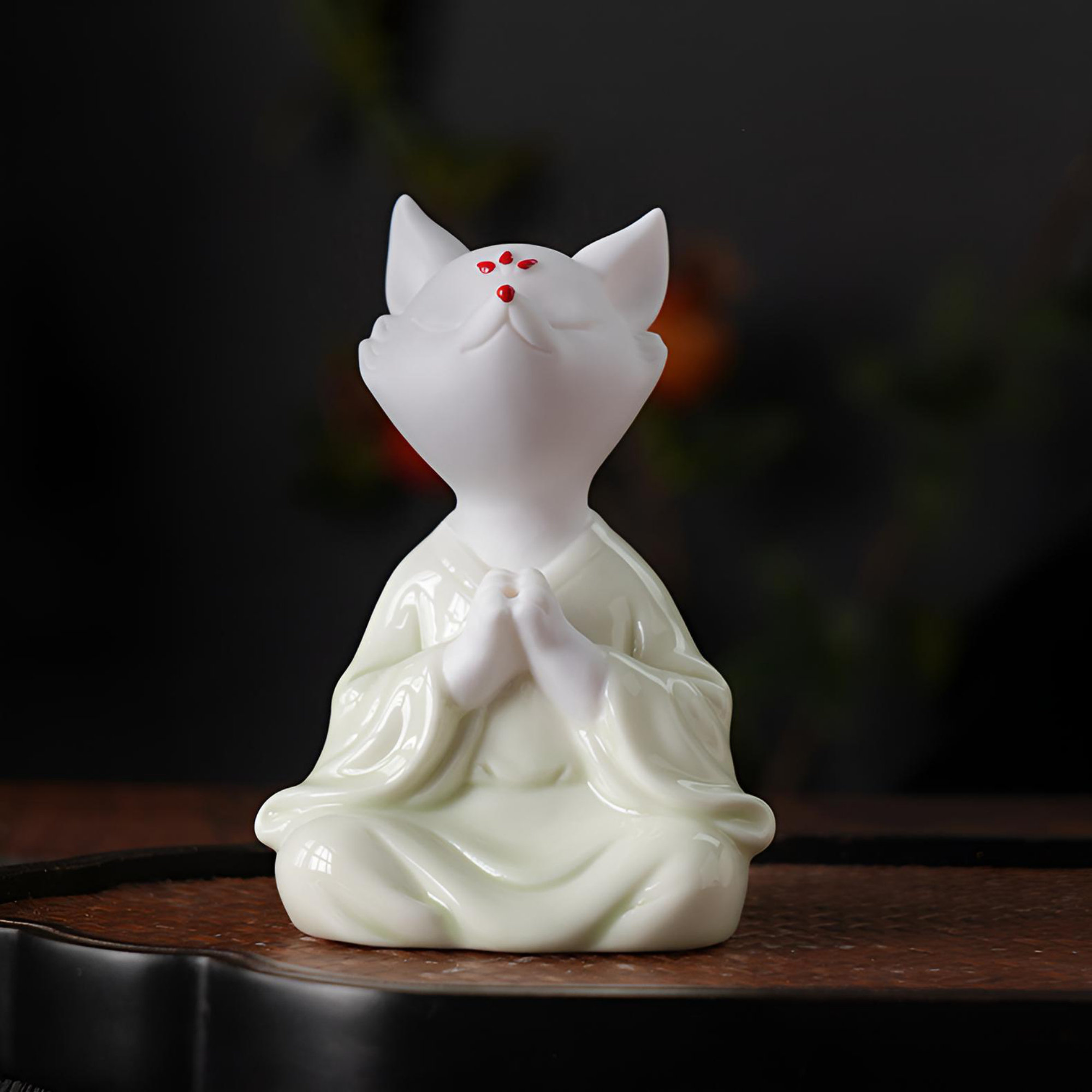 Infinity Elegant Handmade Nine-Tailed Fox Statue - Porcelain Animal ...