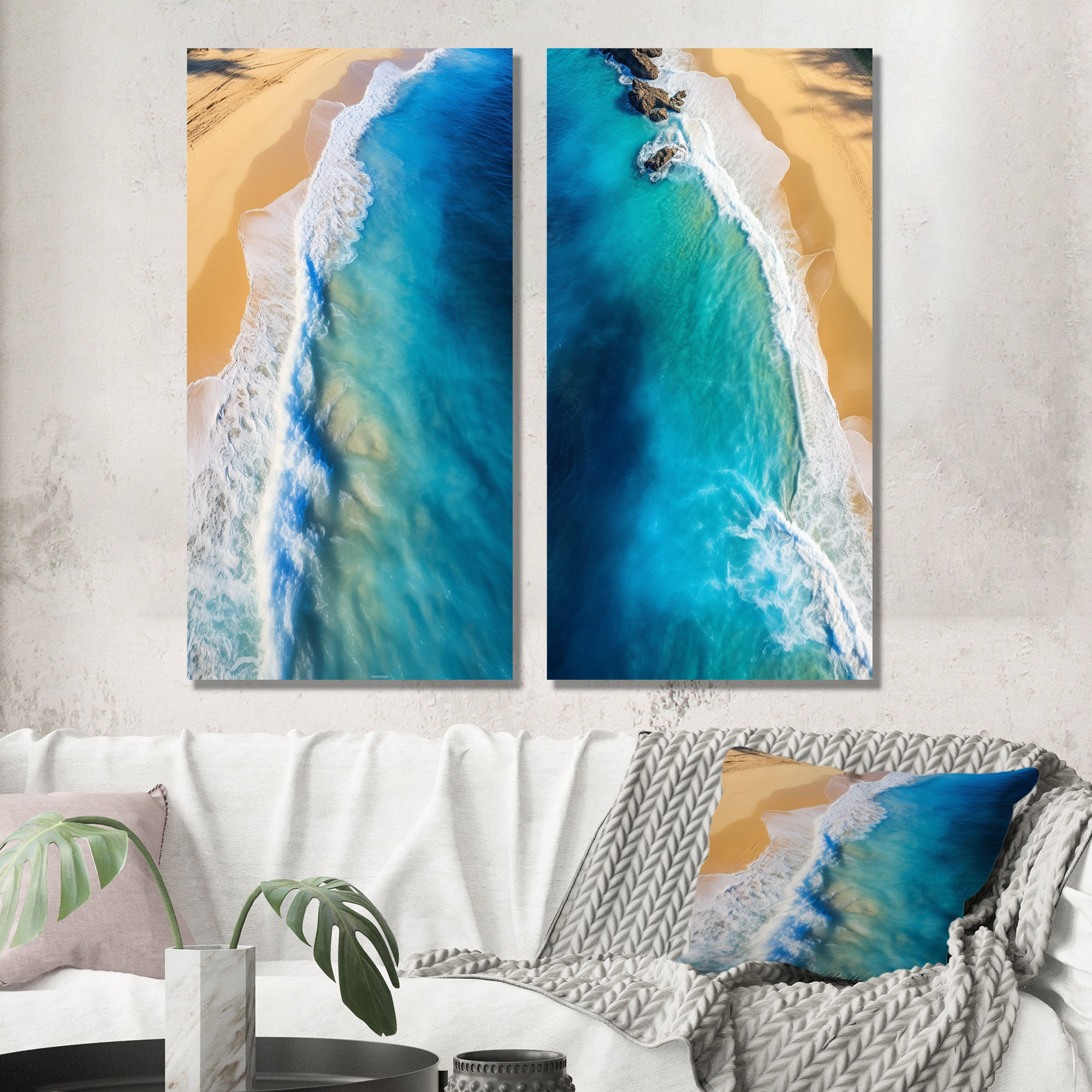 Dovecove Blue Waves Aerial Beach Escape I - Coastal Beach Wall Decor ...