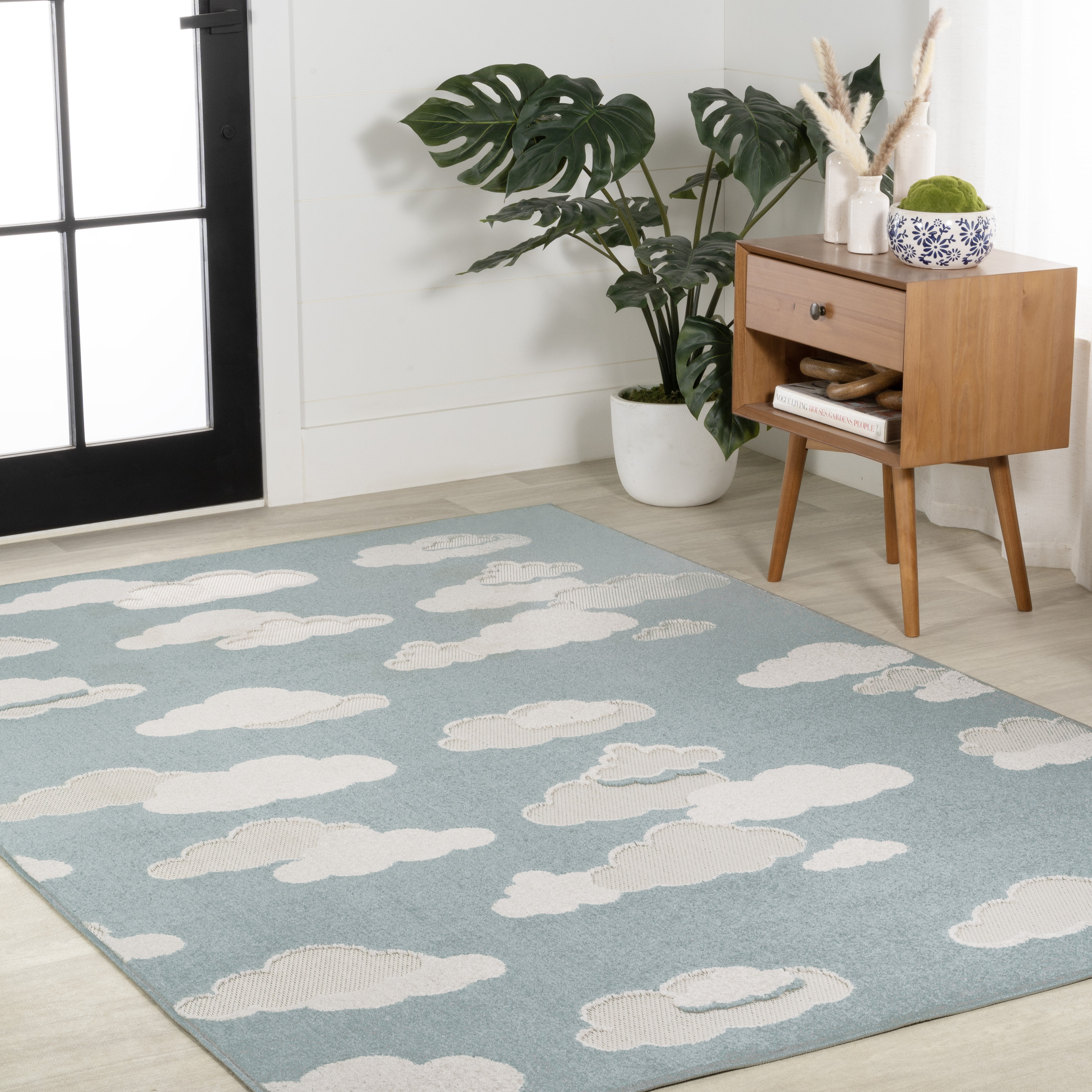 Isabelle & Max™ Hedwig High-Low Youth Cloud Scandi Rug Blue/Ivory ...