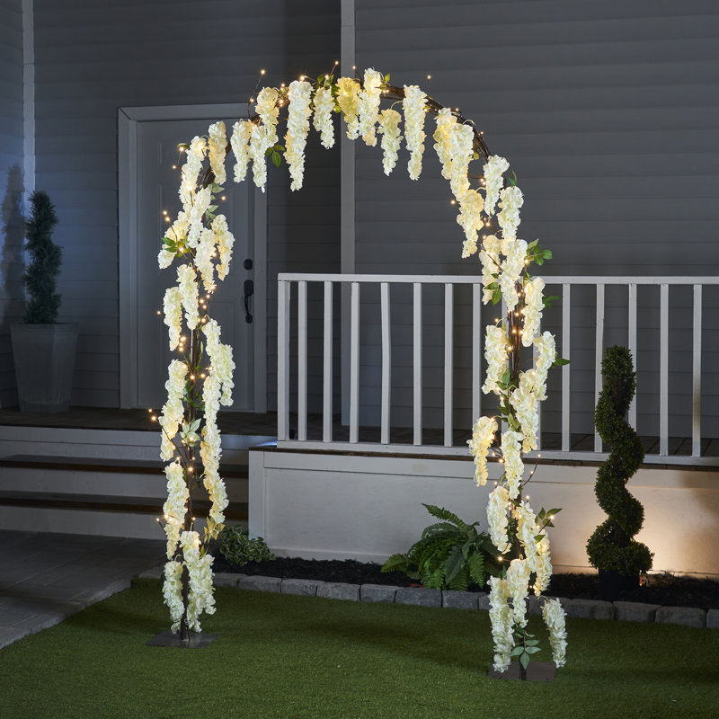Hi-Line Gift Ltd. 90.55" Wisteria LED Lighted Arbor Wedding Arch | Wayfair