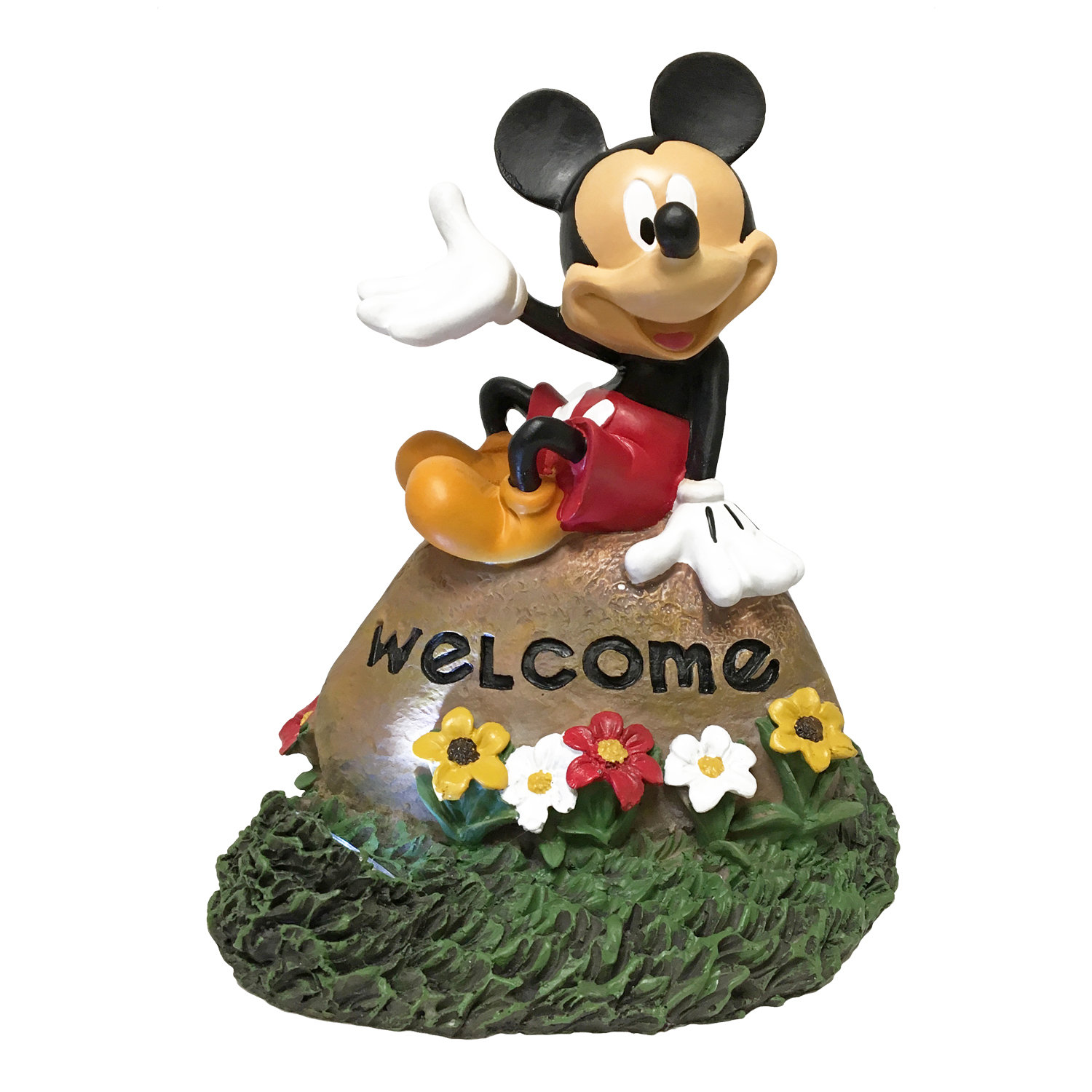 Back Yard Glory Disney Mickey Mouse Welcome Stone Solar Garden Statue ...
