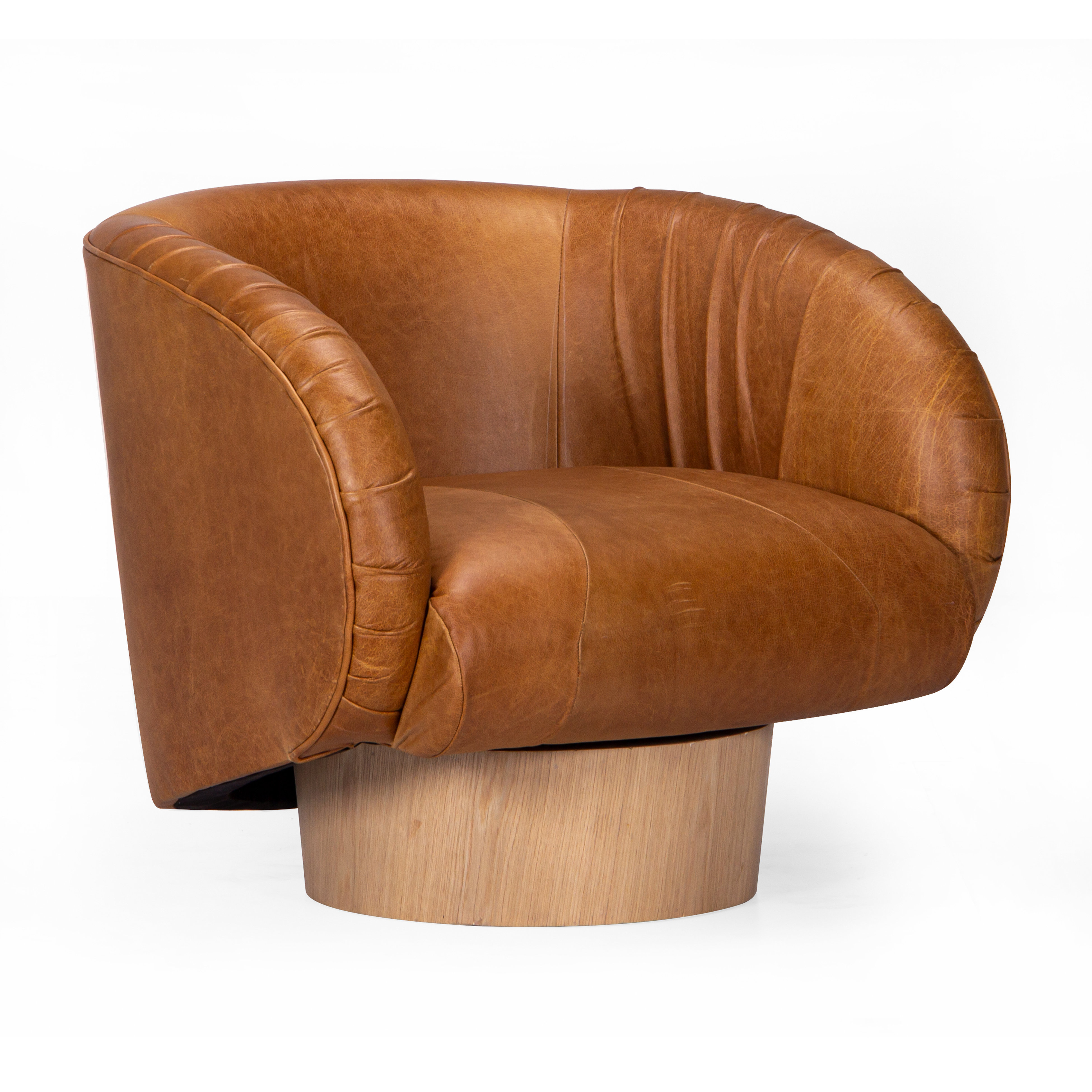 17 Stories Rotunda Chair - Caramel Leather | Wayfair