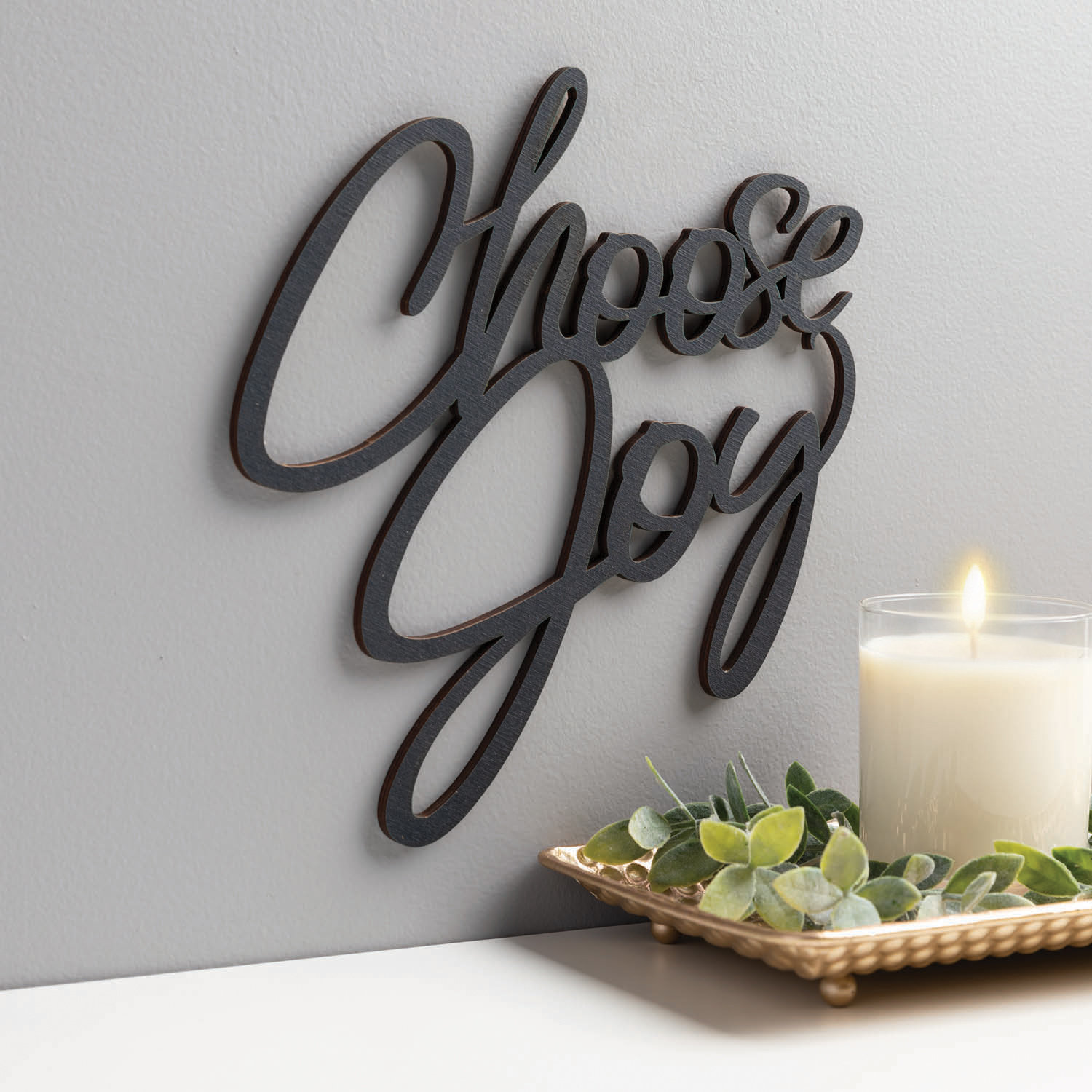 Trinx Choose Joy In Script Inspirational Wall Art Plaque On Rustic 1/4 ...