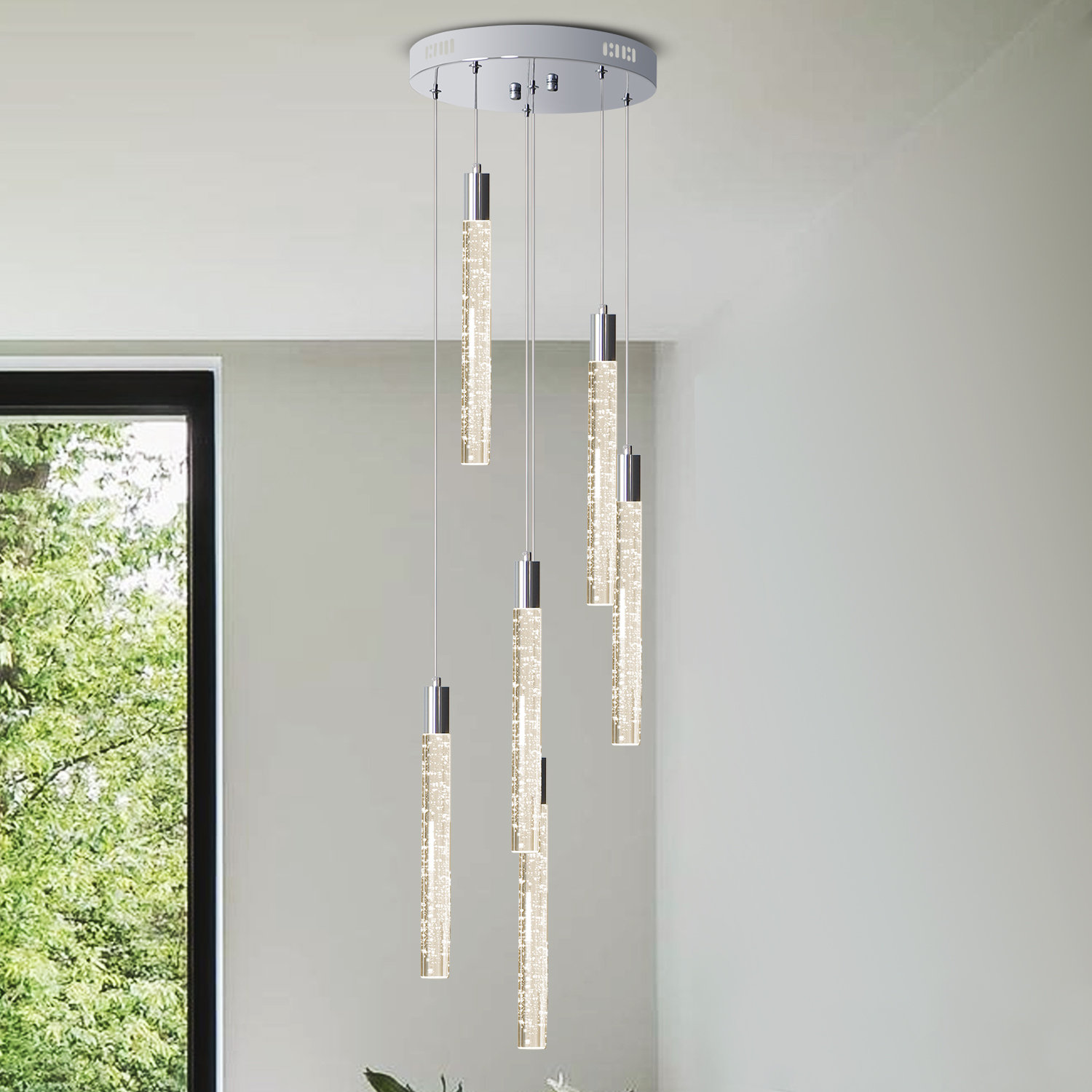 Ivy Bronx Luminaire suspendu pour îlot de cuisine à DEL à 6 lumières à ...
