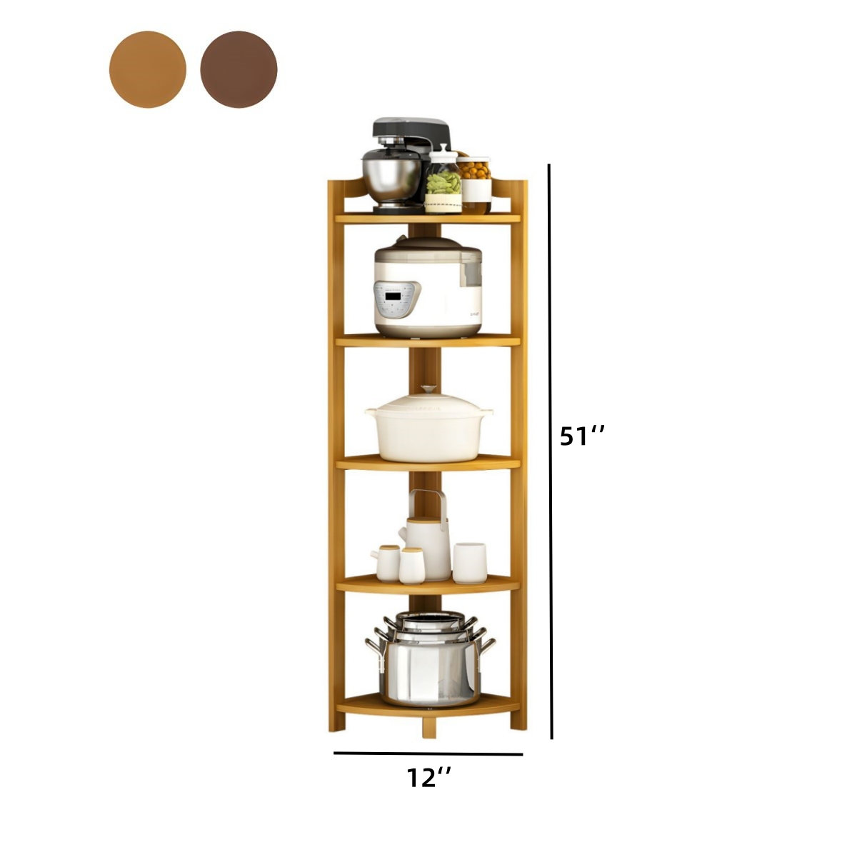 Rebrilliant Bamboo Corner Shelf 5/6 Rows – Space-Saving and Storage ...