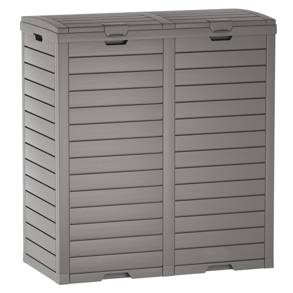 MAZITOL Outdoor Trash Can | Waterproof Resin Garbage Can with Tiered ...