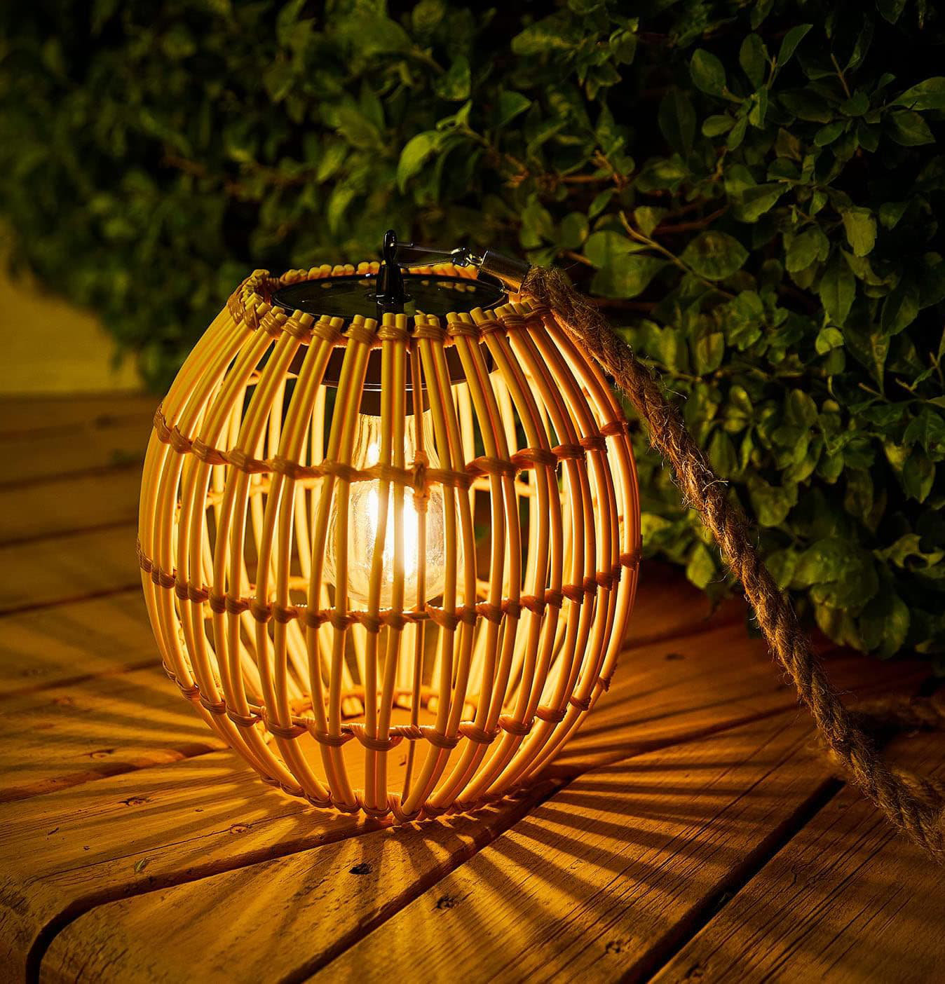 VEROSAL Large Hanging Waterproof Solar Rattan Lantern with Twine Handle ...