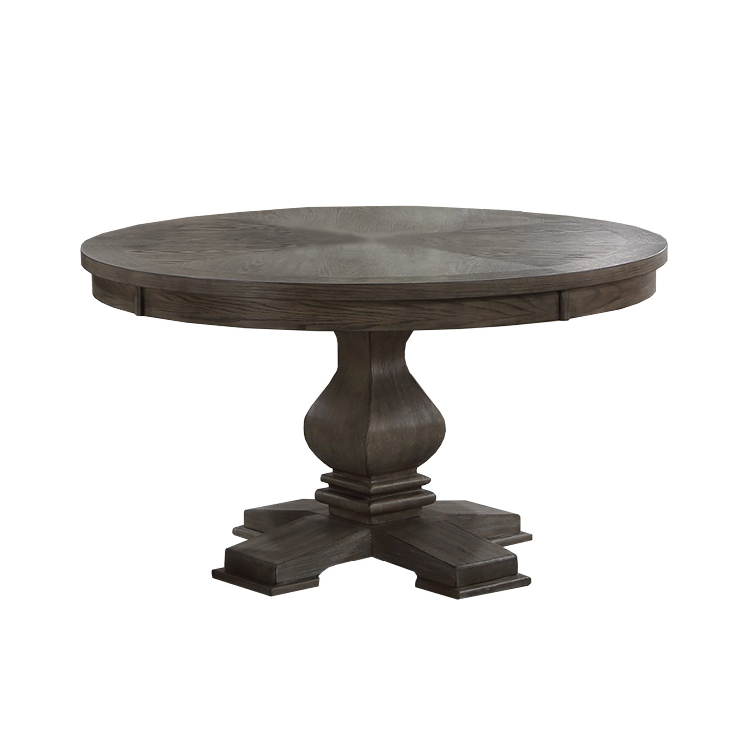 Rosalind Wheeler Round Wooden Dining Table With Pedestal Base In Oak ...