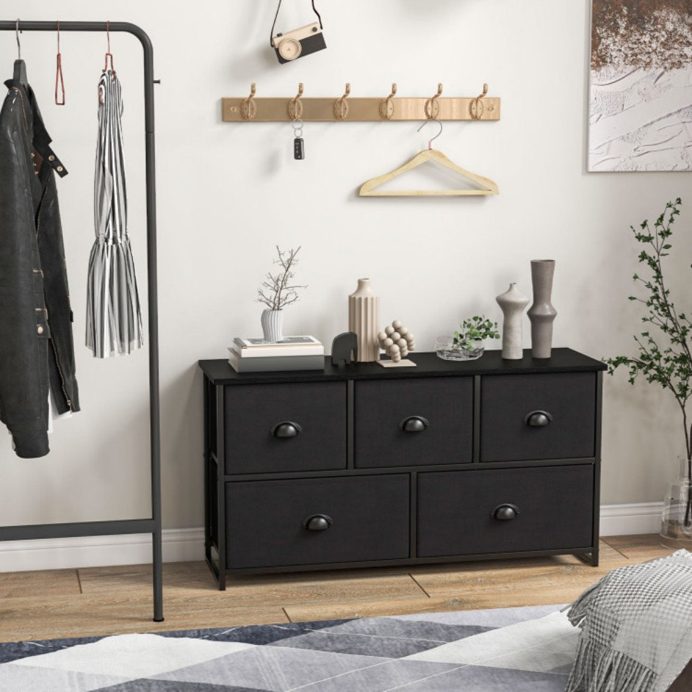 Latitude Run® Dresser Storage Tower with 5 Foldable Cloth Storage Cubes ...