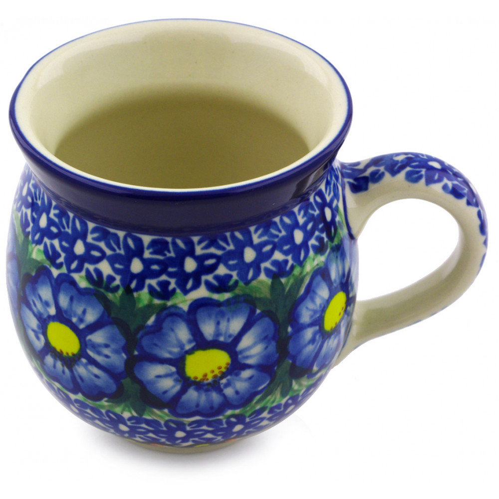 Polmedia Polish Pottery 12 Oz Stoneware Bubble Mug - Regal Peacock ...