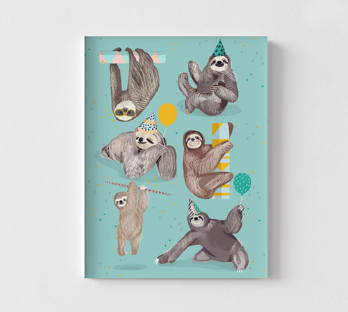 WeFrameArt Party With Sloths By Hanna Melin, Adorable Sloth Poster ...