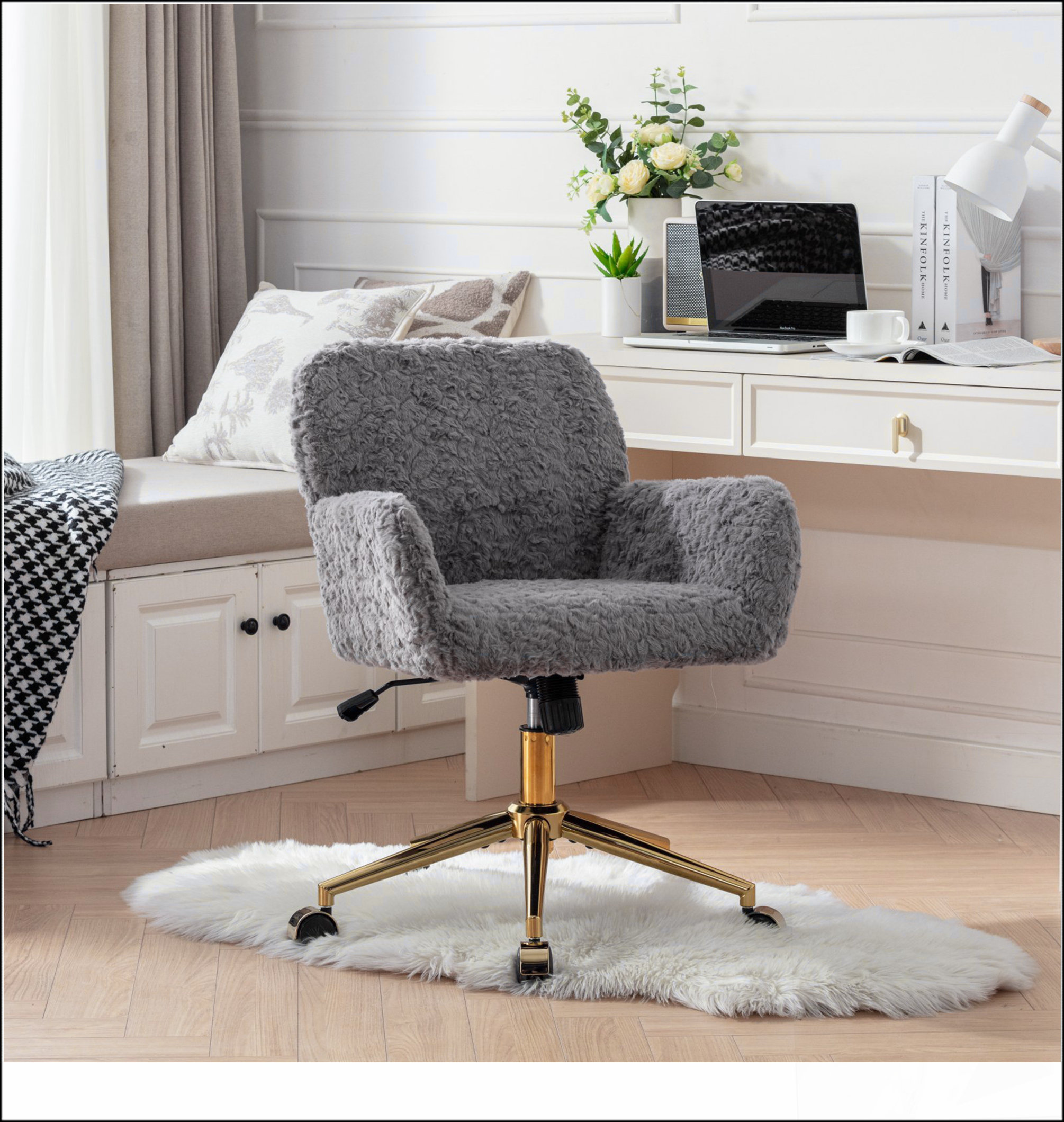 Everly Quinn Furniture Office Chair,Artificial rabbit hair Home Office ...