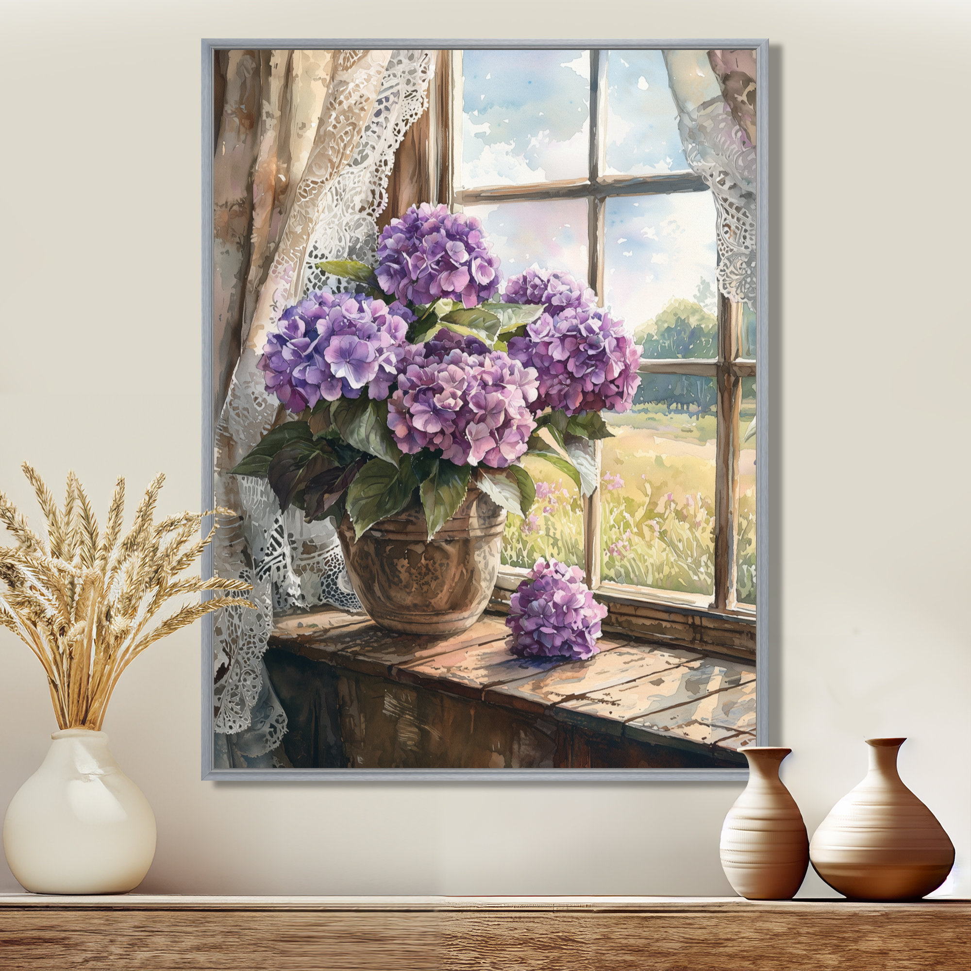 Ophelia & Co. Hydrangeas By The Farmhouse Window I - Hydrangea Framed ...