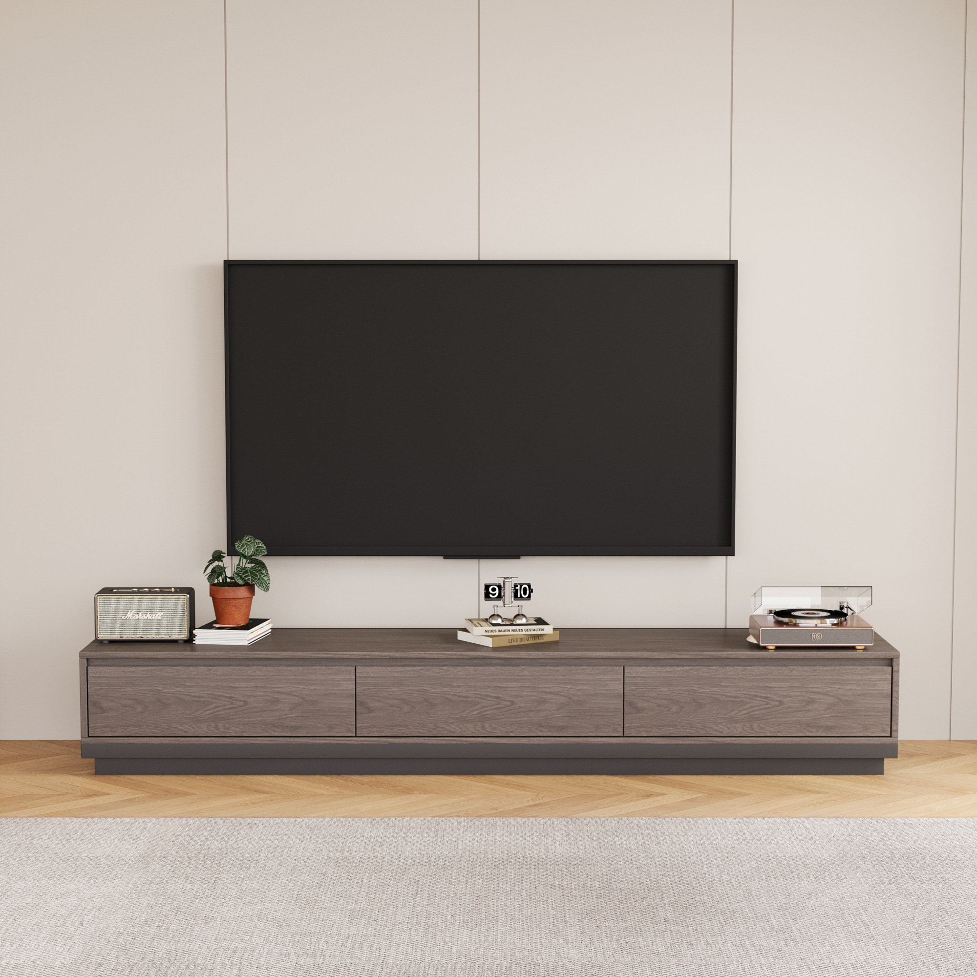 Ivy Bronx 78.7" Expandable Telescopic Tv Cabinet Deep Walnut | Wayfair