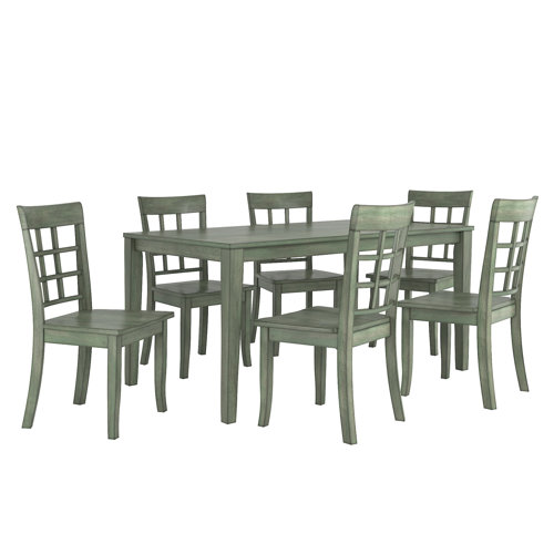 Lark Manor Alexa-Mae 7 - Piece Solid Wood Top Dining Set & Reviews ...