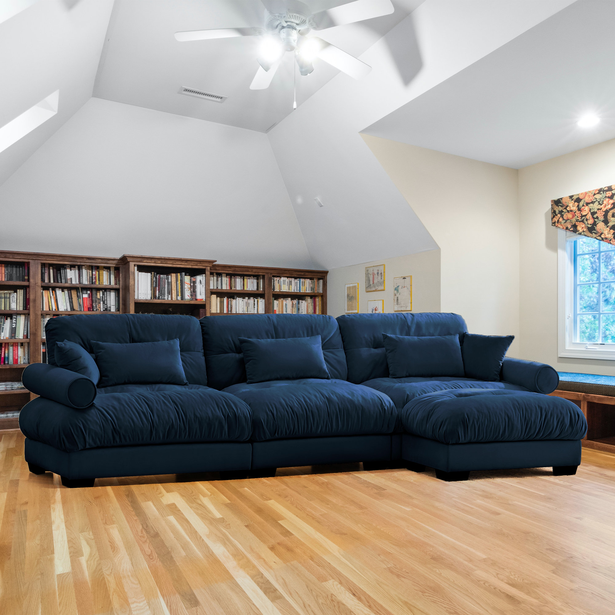 Latitude Run® Carbaugh 130"W 4 Piece L Shape Sectional with Ottoman ...