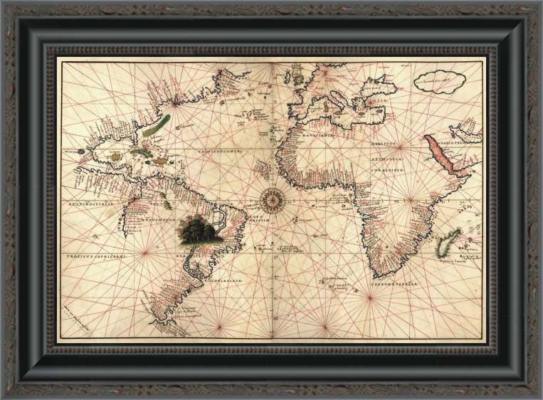 East Urban Home 'Portolan World Map' Framed Print | Wayfair