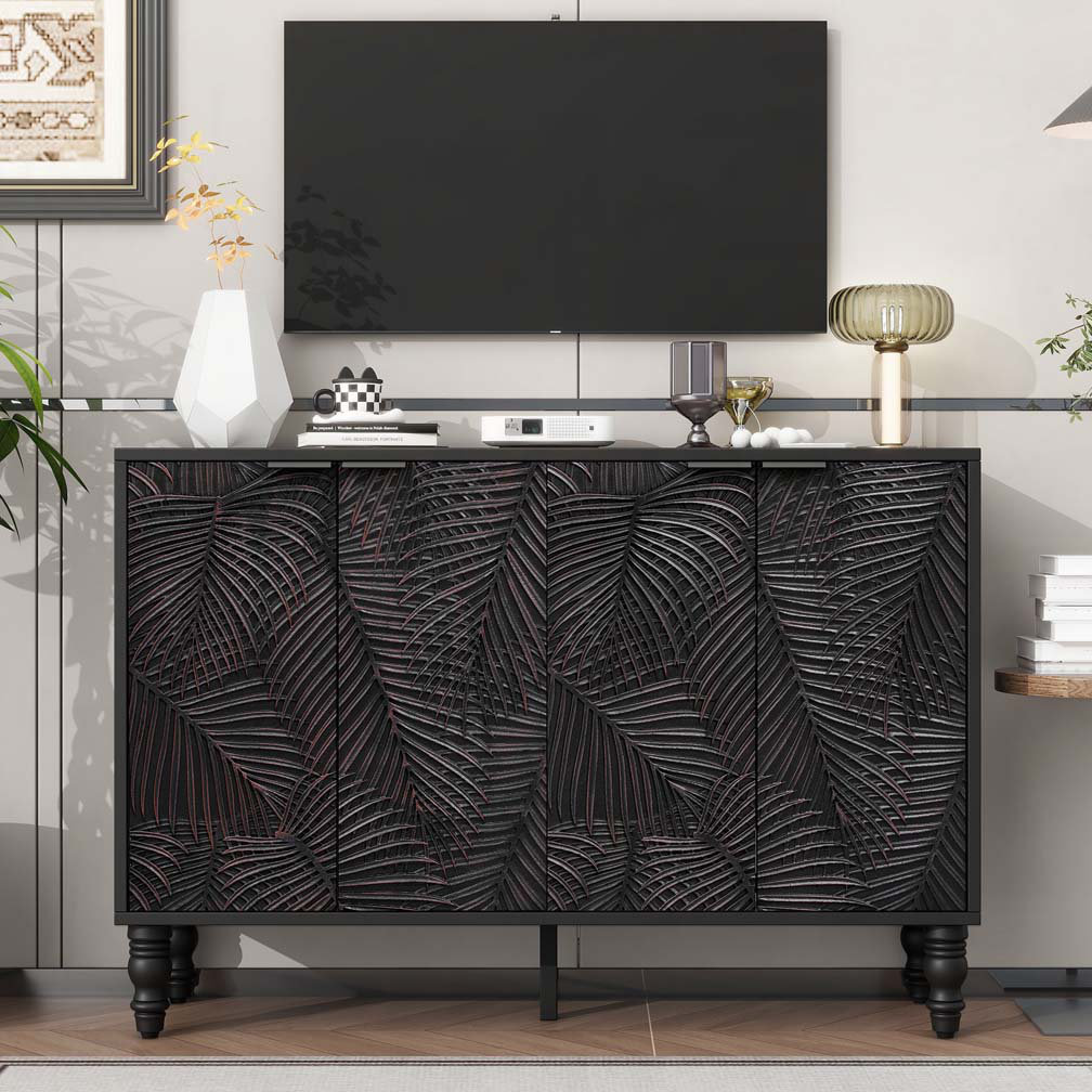 Ebern Designs 4 Doors Storage Media Console Cabinet with 3 Spacious ...