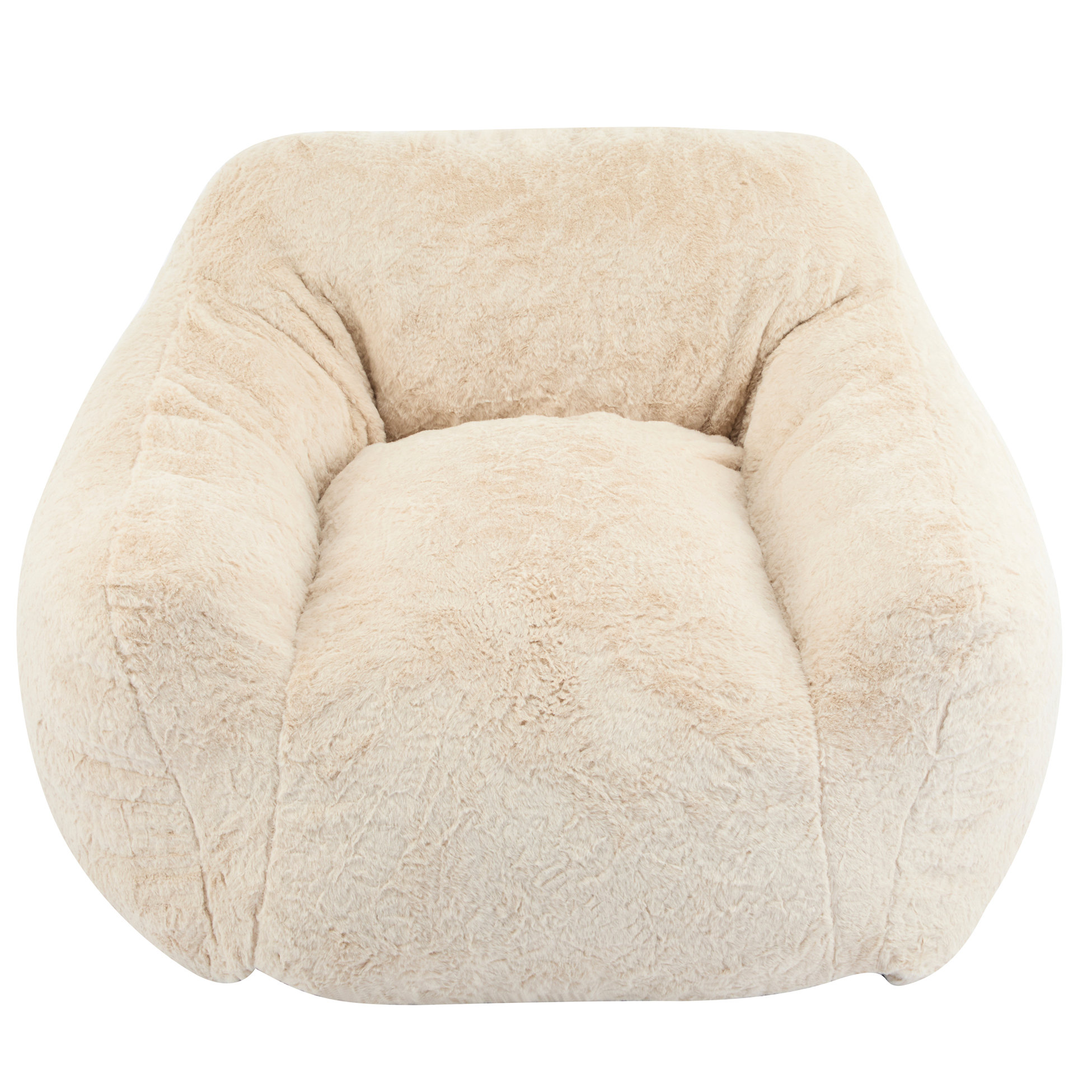 Trule Indoor Bean Bag Chair In Gray Faux Fur, Shredded Foam Filler For ...