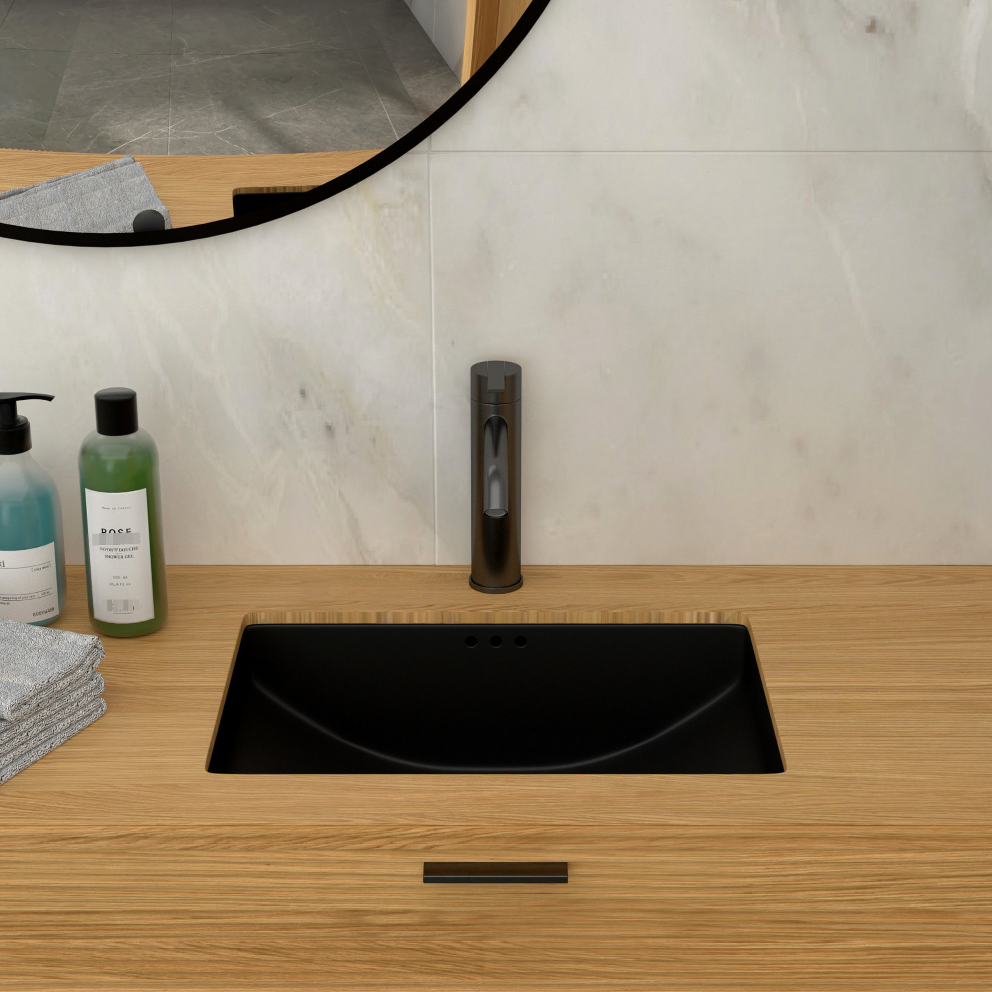 Wrought Studio™ Black Ceramic Undermount Sink 21"x14.77", Minimalist ...