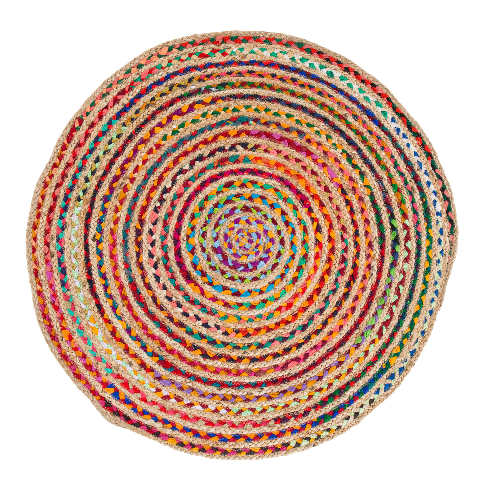 Dakota Fields Rainbow By Rita Rugs, Jute Hand Woven Round Rug, 7'' X 7 ...