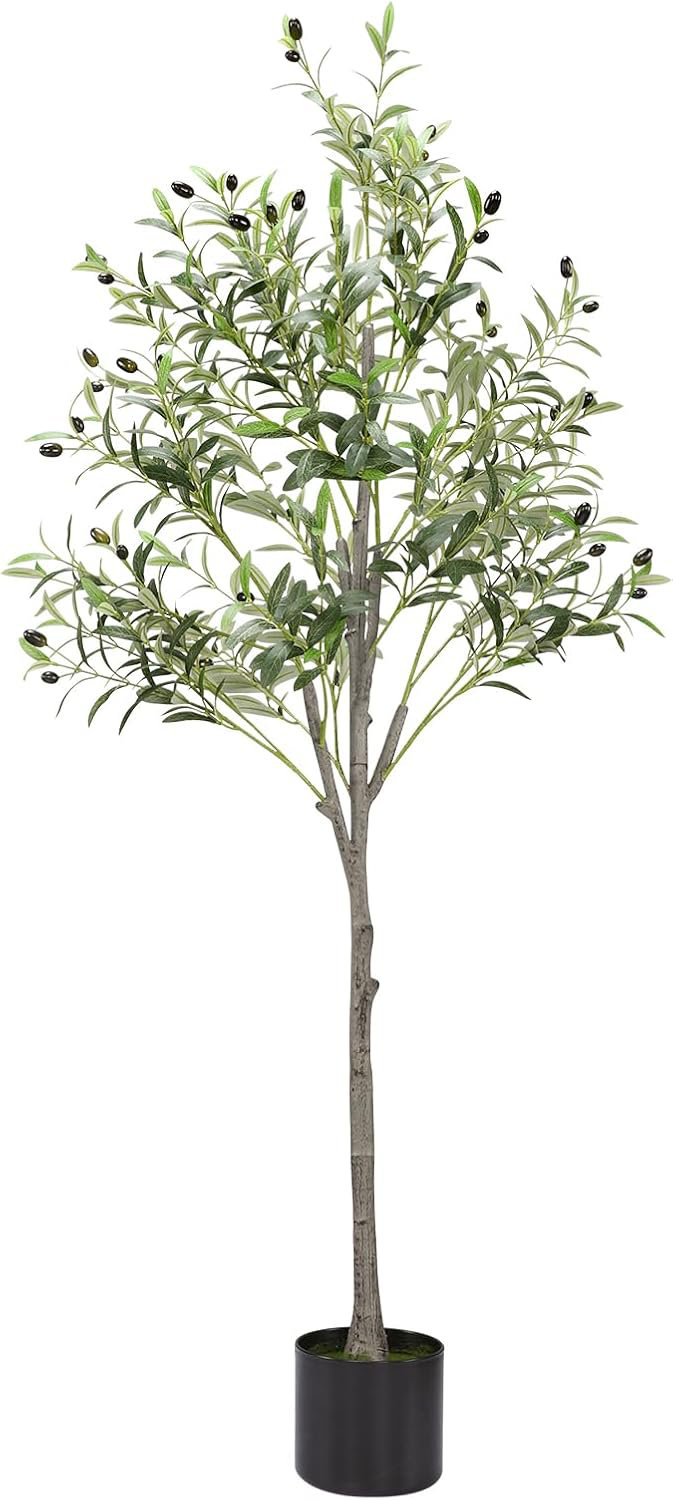Primrue 5 FT Artificial Olive Trees Indoor, 60" Fake Silk Olive Tree W ...