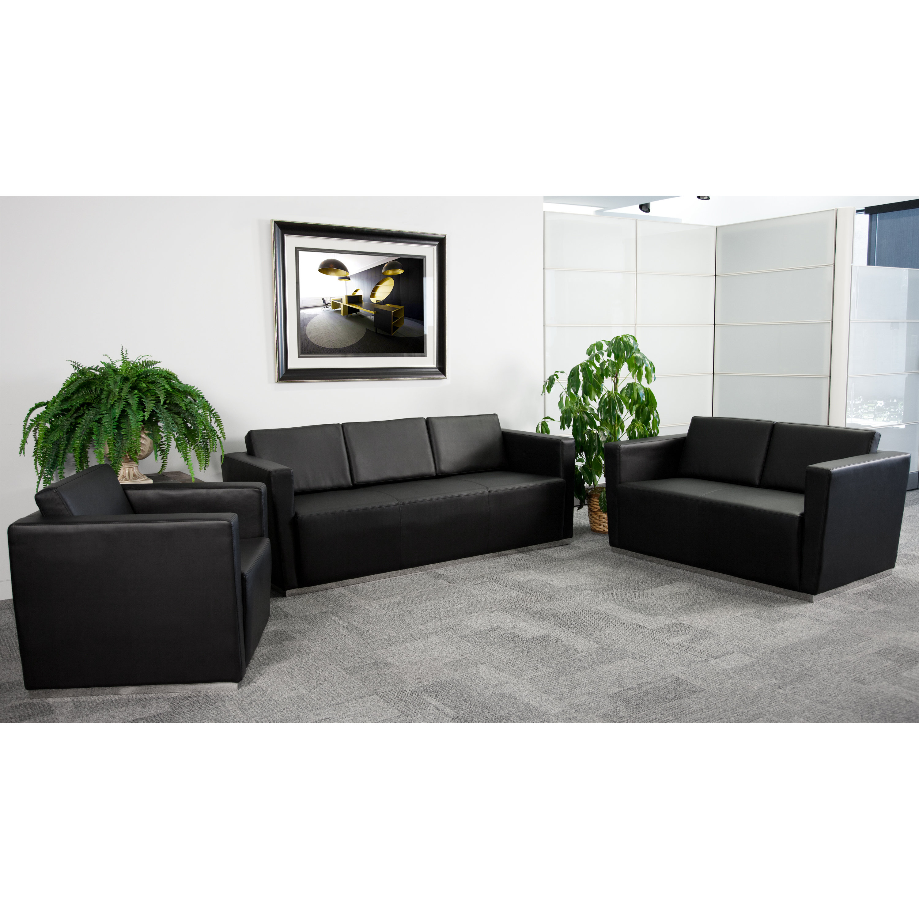 Flash Furniture Hercules LeatherSoft Reception Set with Stainless Steel ...