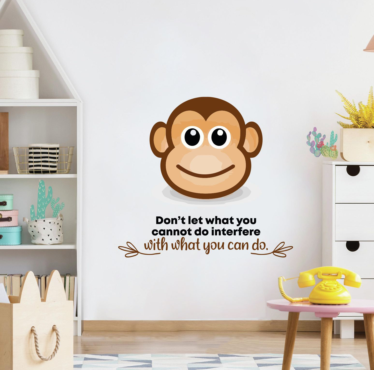 Zoomie Kids Cannot Do Monkey Animal Life Cartoon Quotes Wall Sticker ...