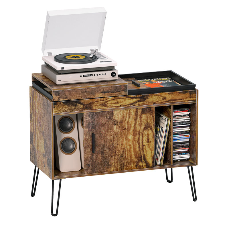17 Stories 27 "H solid wood pattern wooden record multimedia storage ...