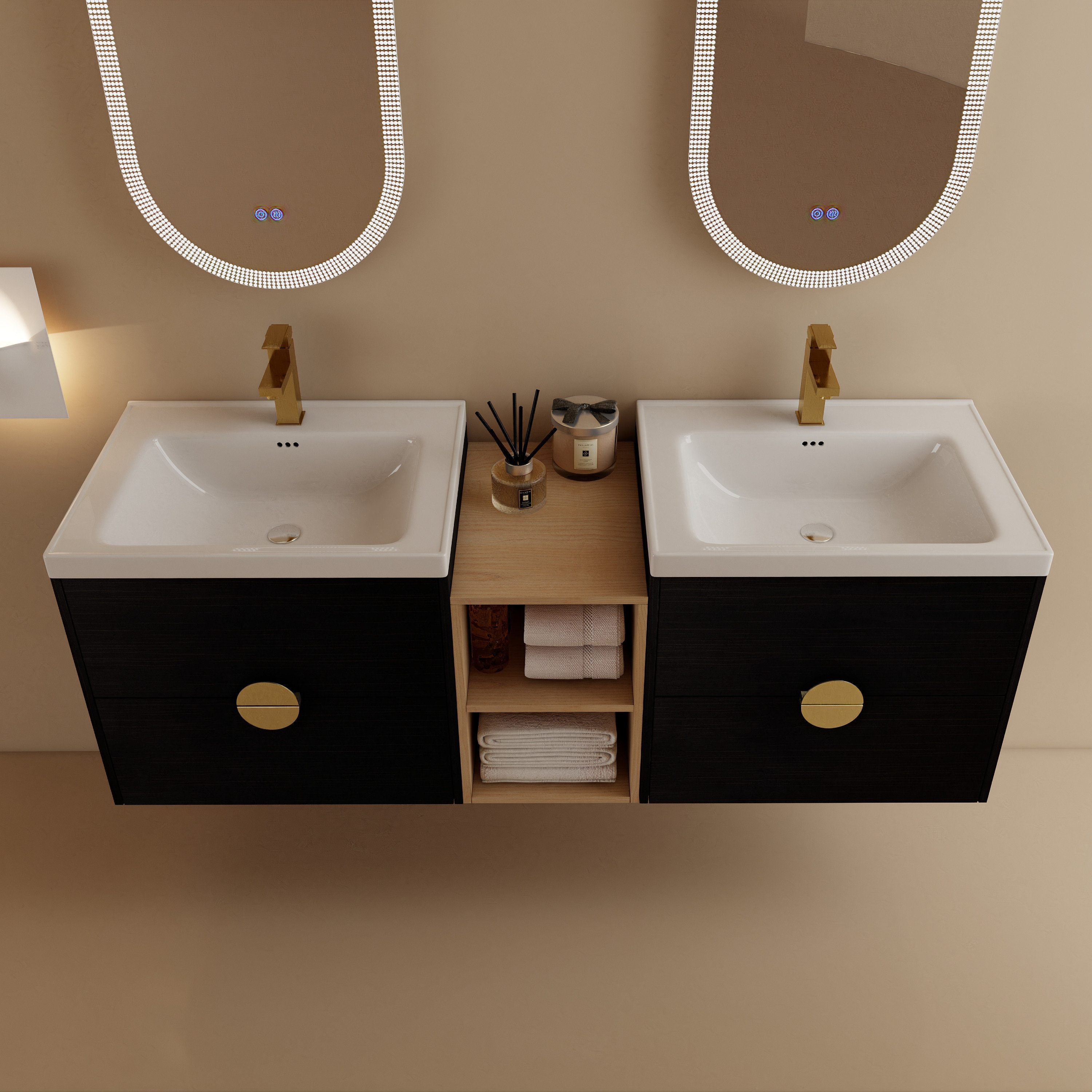 Red Barrel Studio® Nikiah 59.8'' Double Bathroom Vanity with Ceramic ...