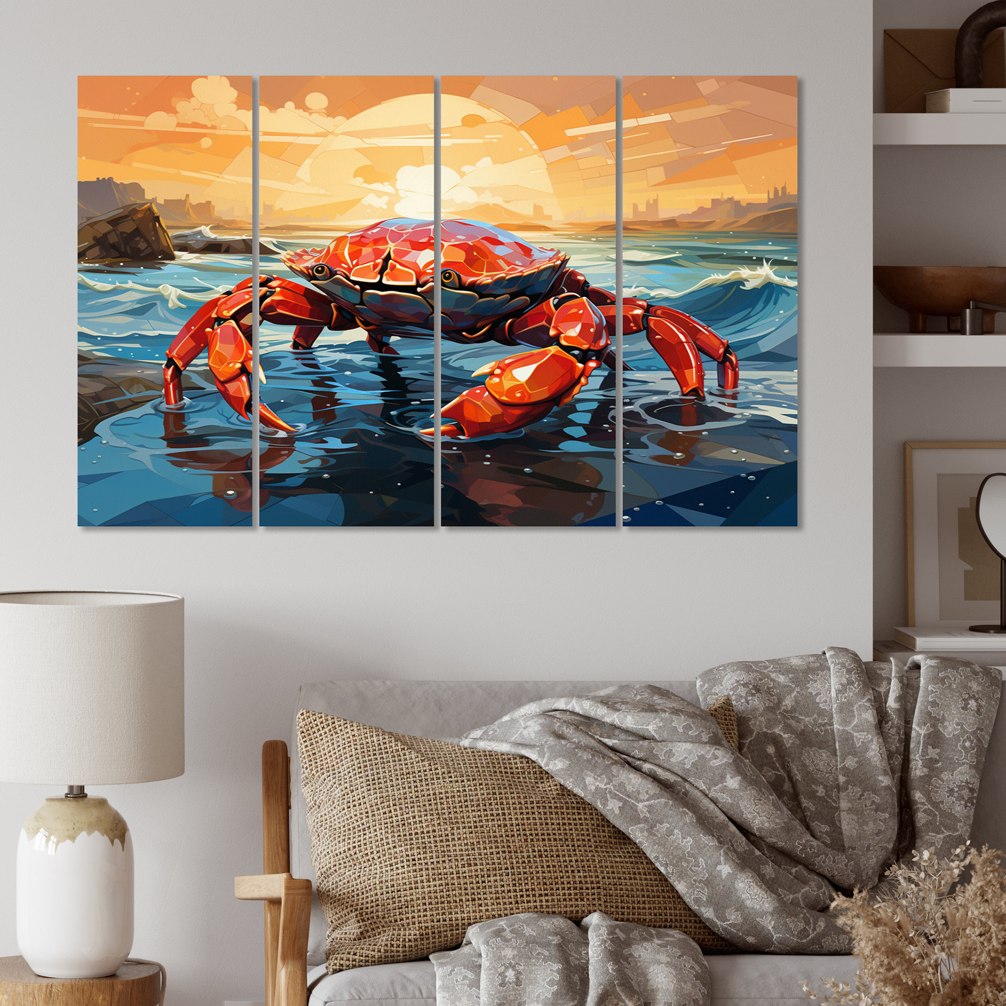 Design Art Crab Coastal Guardian Geometric - Animals Canvas Wall Art ...