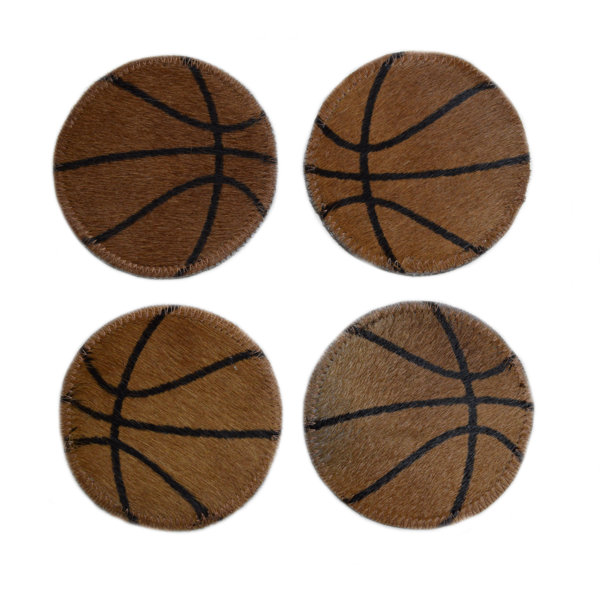 Trophy Room Stuff Cowhide Basketball Coasters | Perigold