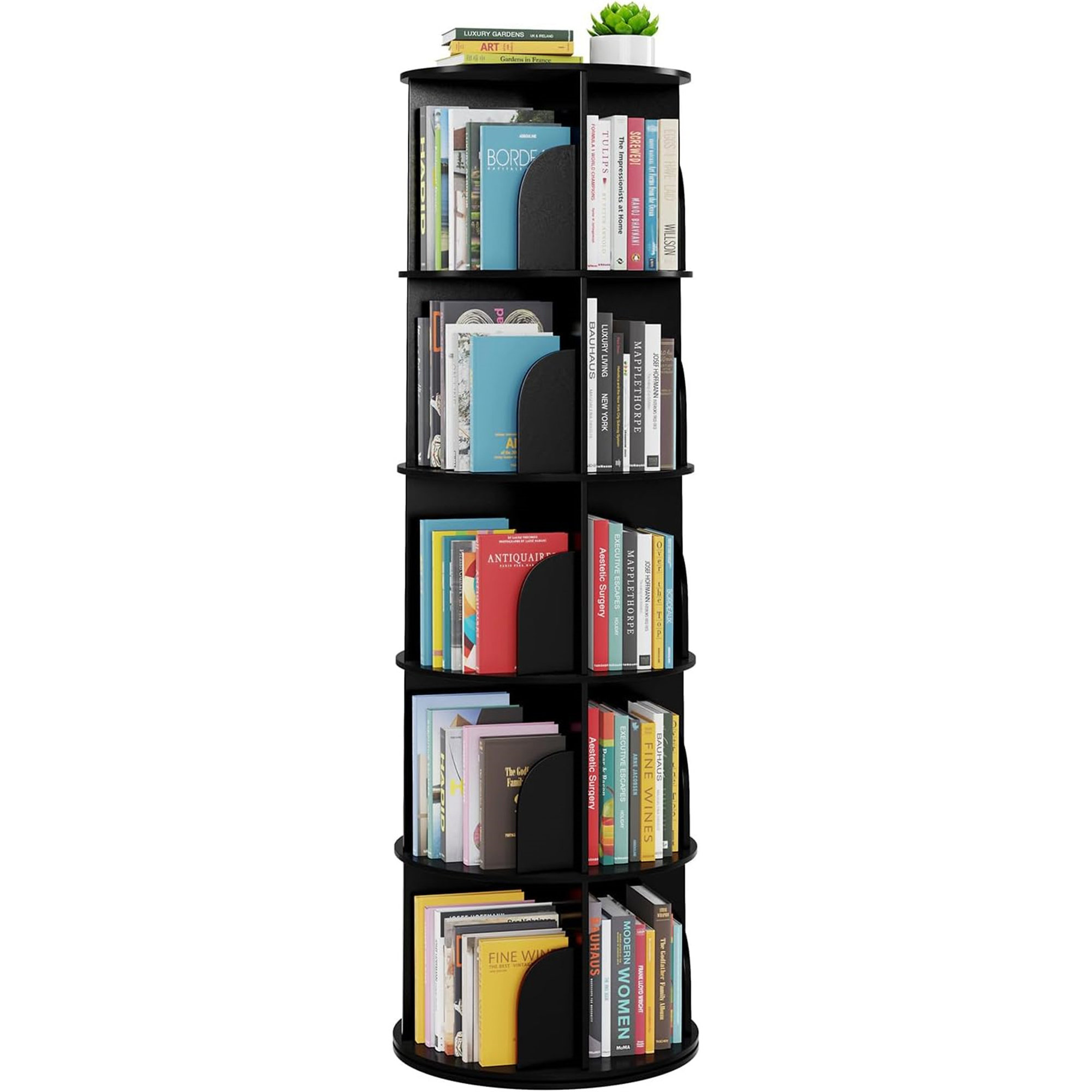 Latitude Run® 2 Tier Rotating Bookrack Tower, Spinning Storage ...