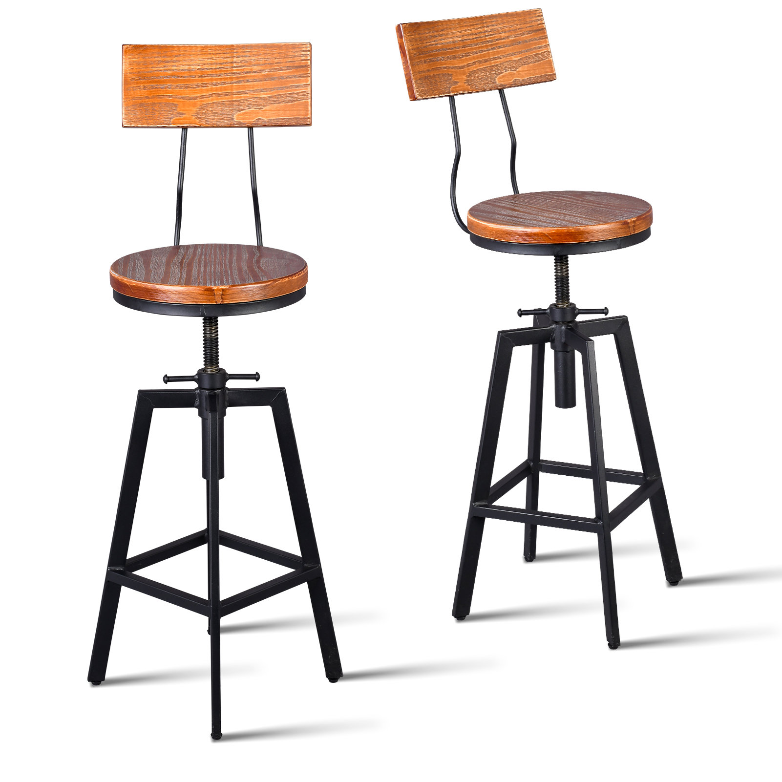 Williston Forge Heanor Swivel Solid Wood Adjustable Height Stool | Wayfair