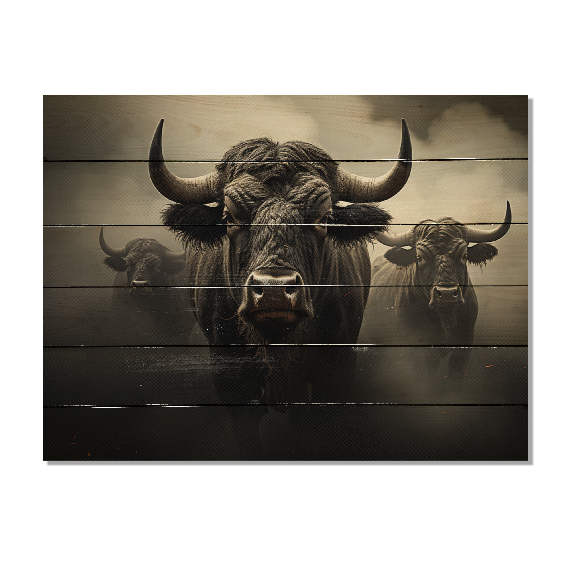 Foundry Select Gray Buffalo Gentle Guardians II On Wood Print | Wayfair