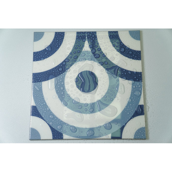 Colamo 8" x 8" Rigid Blue Peel & Stick Graphic Patterned Tile ...