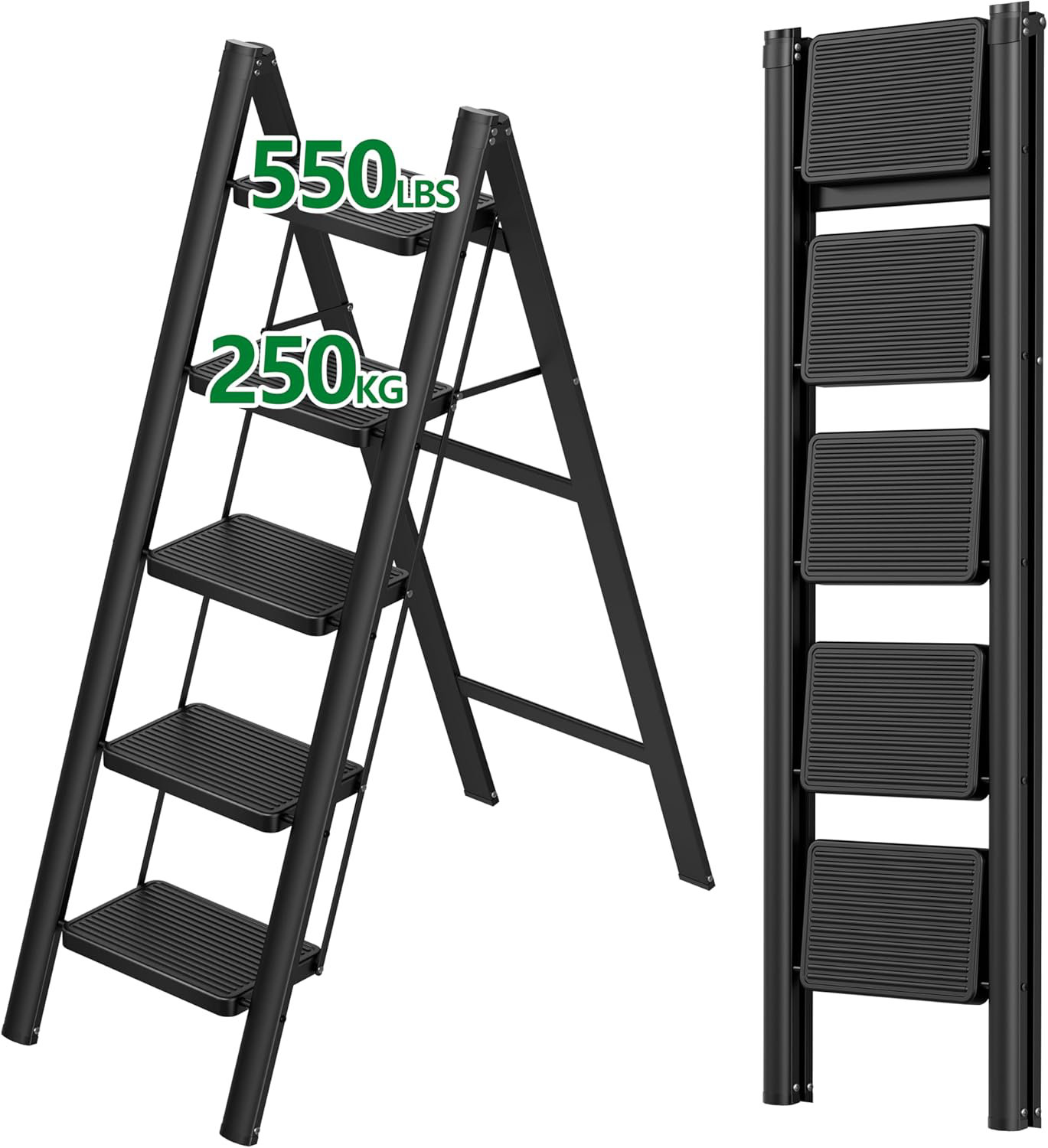 WFX Utility™ 5 Step Ladder, Carbon Steel Ladder With Anti-Slip Pedal ...