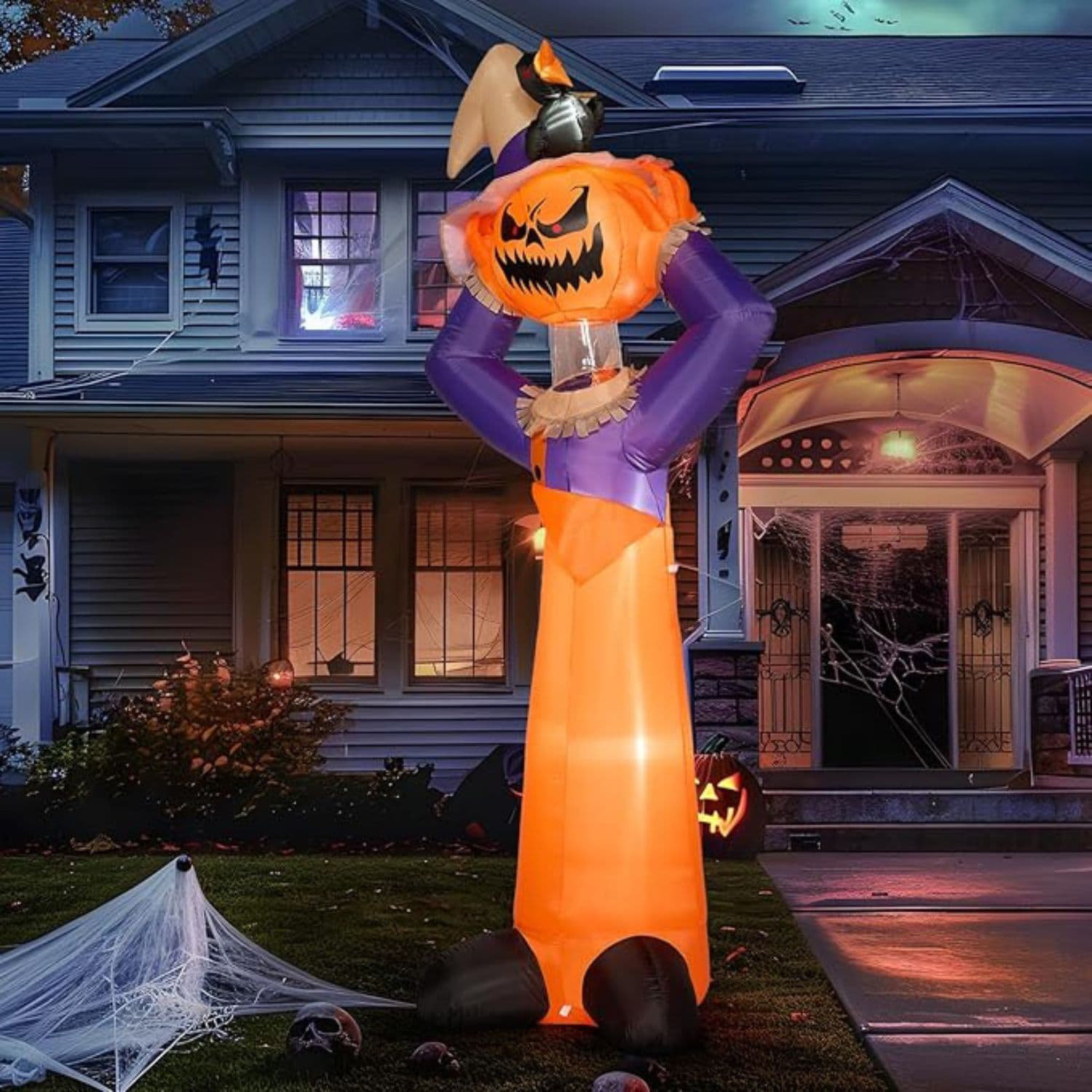 The Holiday Aisle® 9 FT Tall Halloween Inflatables: Giant Scarecrow ...
