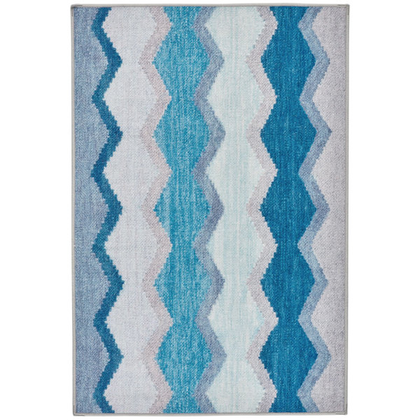 Dash and Albert Rugs Safety Net Blue Machine Washable Rug & Reviews ...