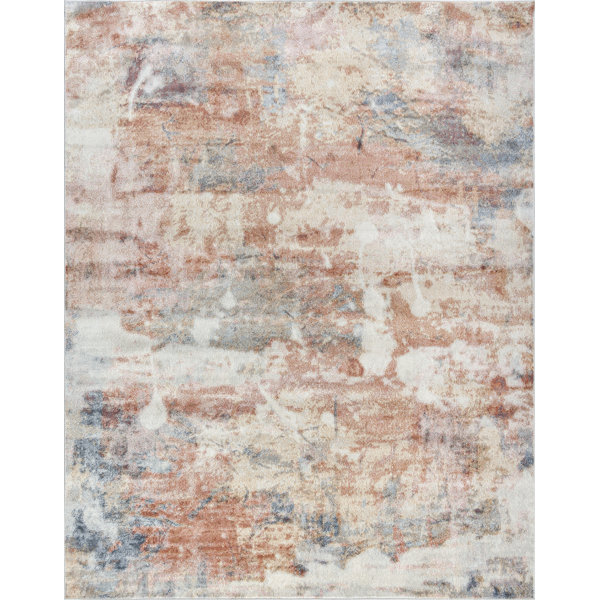 17 Stories Contemporary Gray/Blue/Orange Area Rug | Wayfair
