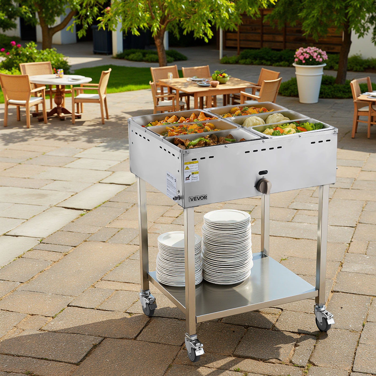 The Party Aisle™ Commercial Propane Steam Table 6-Pan Outdoor Food ...