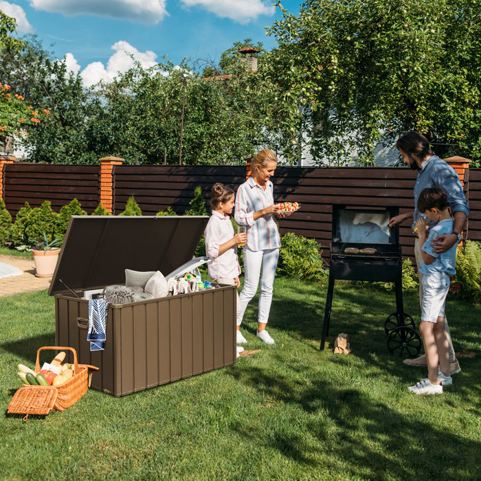 domi outdoor living Domi Louvered Deck Box 200 Gallons Water Resistant ...