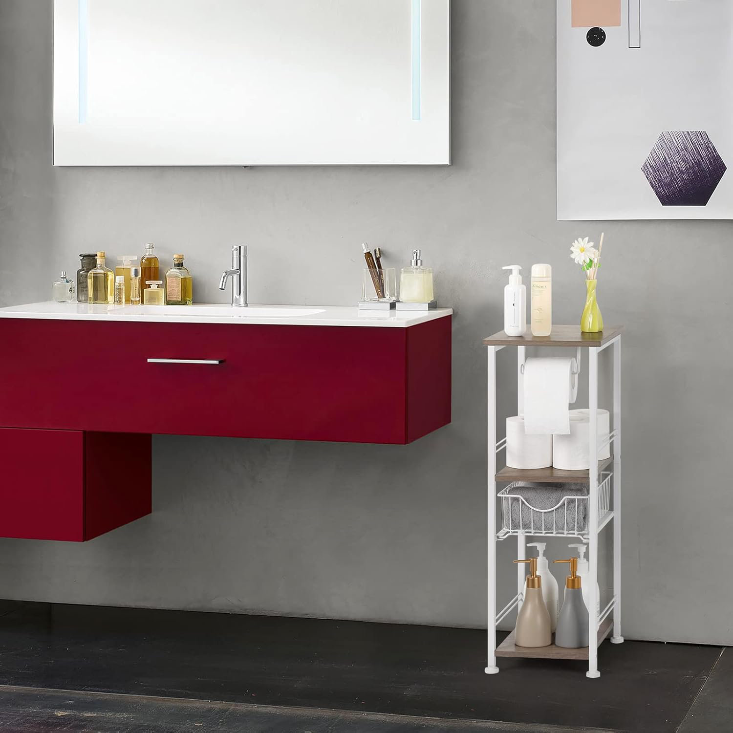 17 Stories Bathroom Storage Cabinet Freestanding Bathroom Shelf With ...